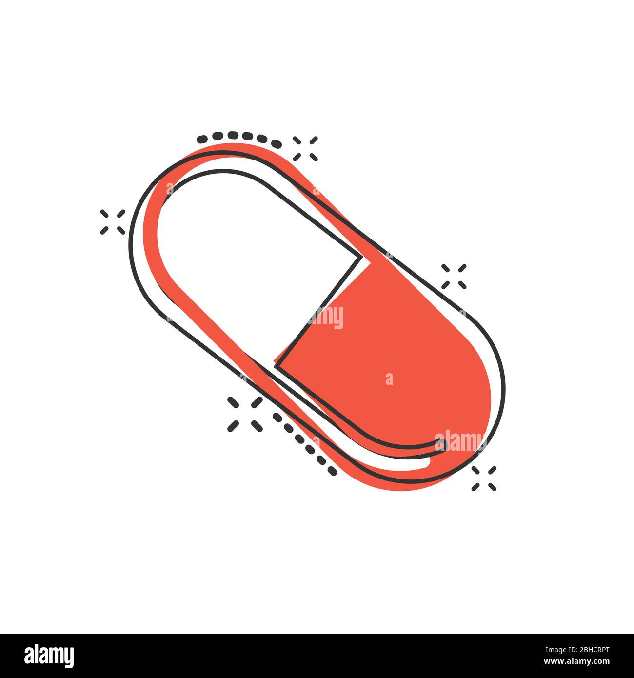Pill capsule icon in comic style. Drugs cartoon vector illustration on ...