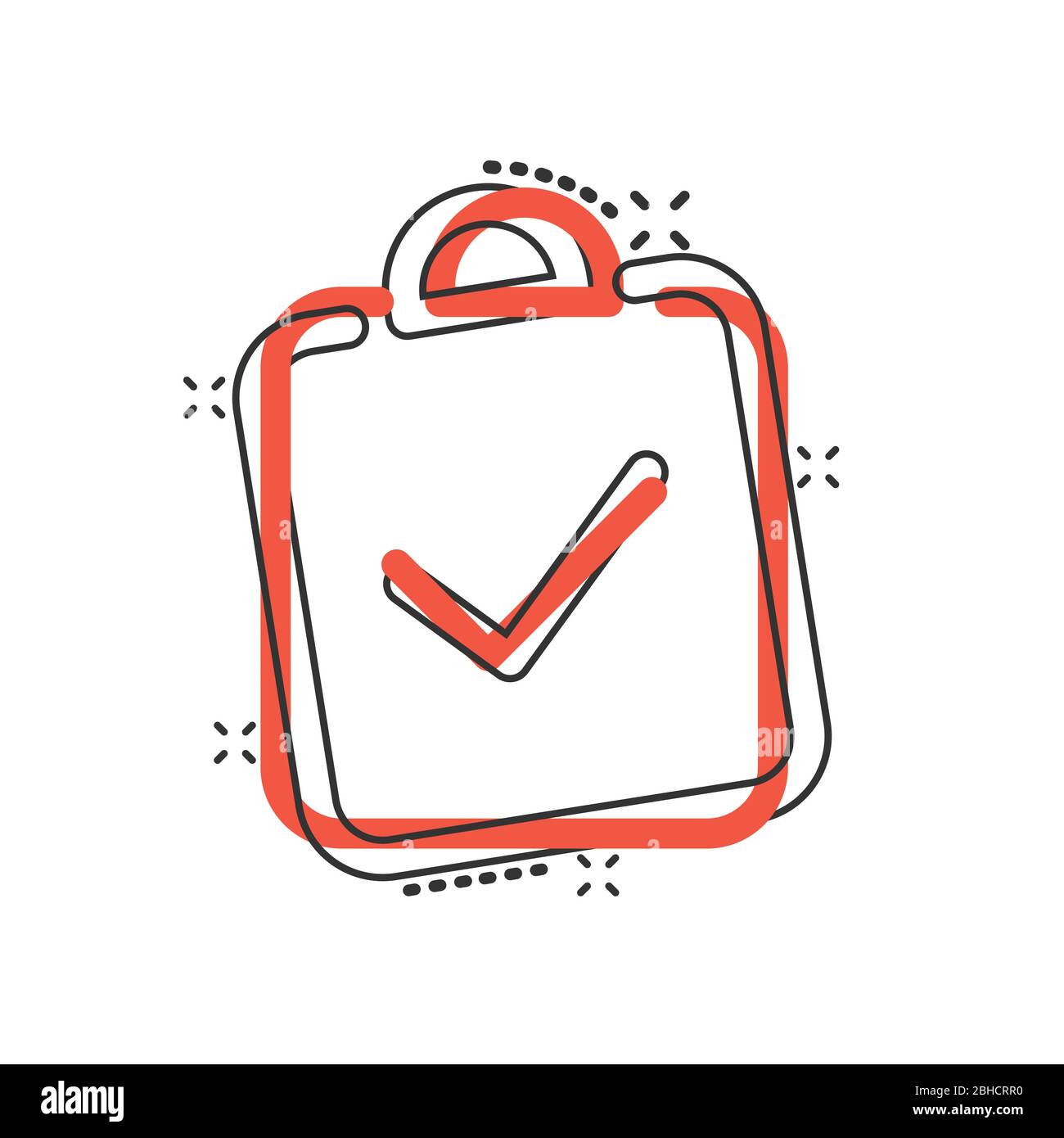 Document checkbox icon in comic style. Test cartoon vector illustration ...