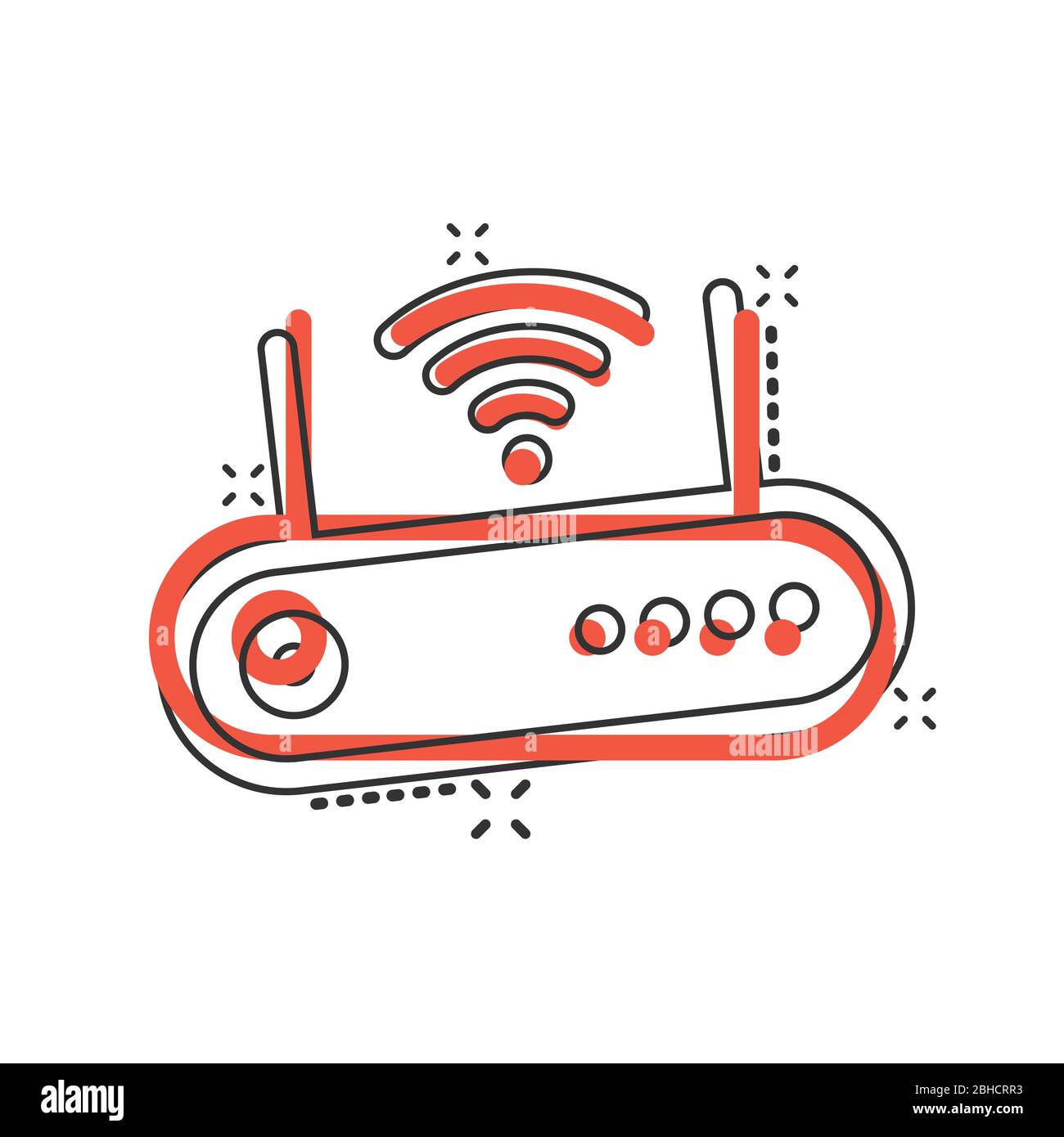Wifi router icon in comic style. Broadband cartoon vector illustration ...