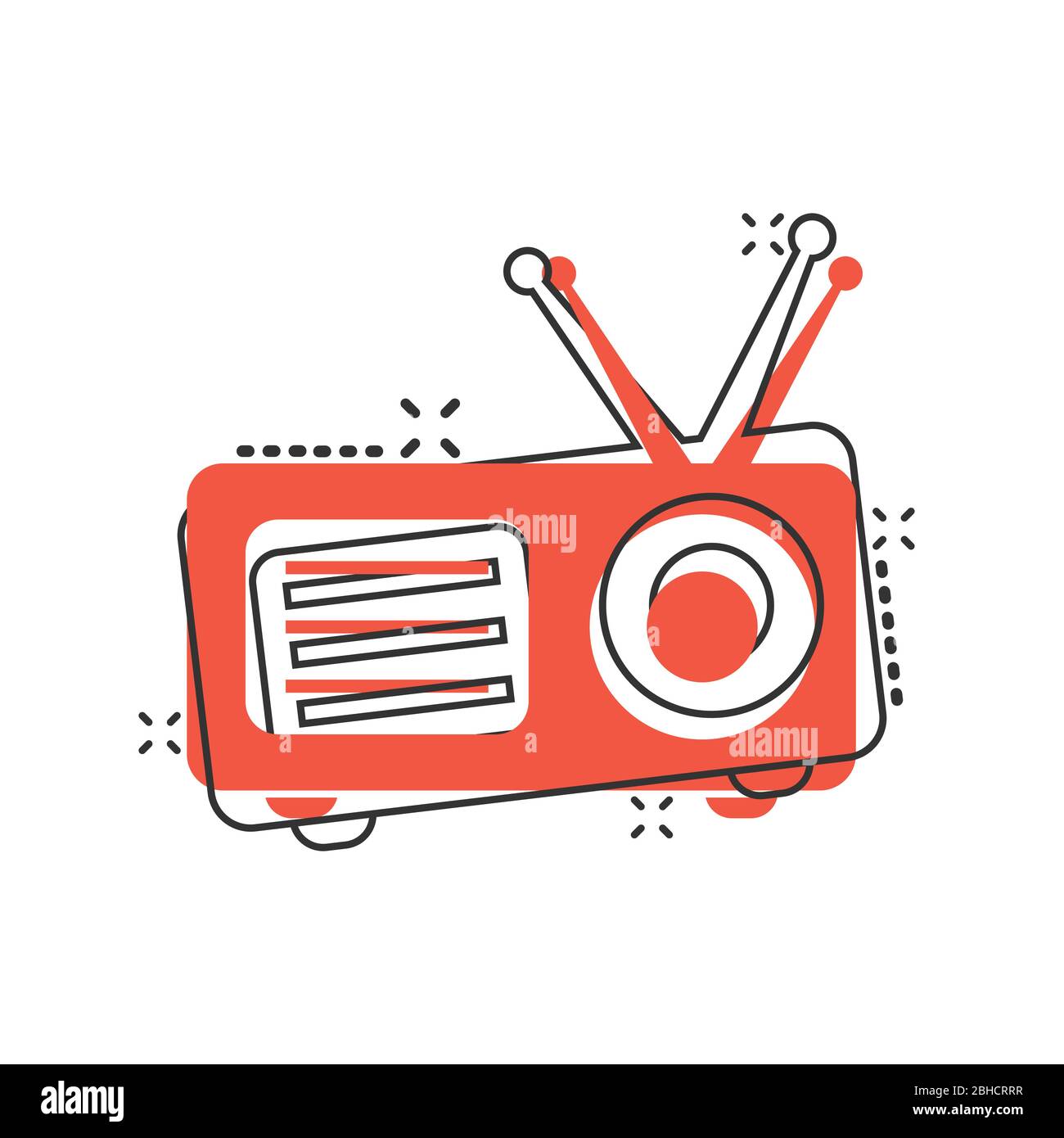 Radio icon in comic style. Fm broadcast cartoon vector illustration on ...