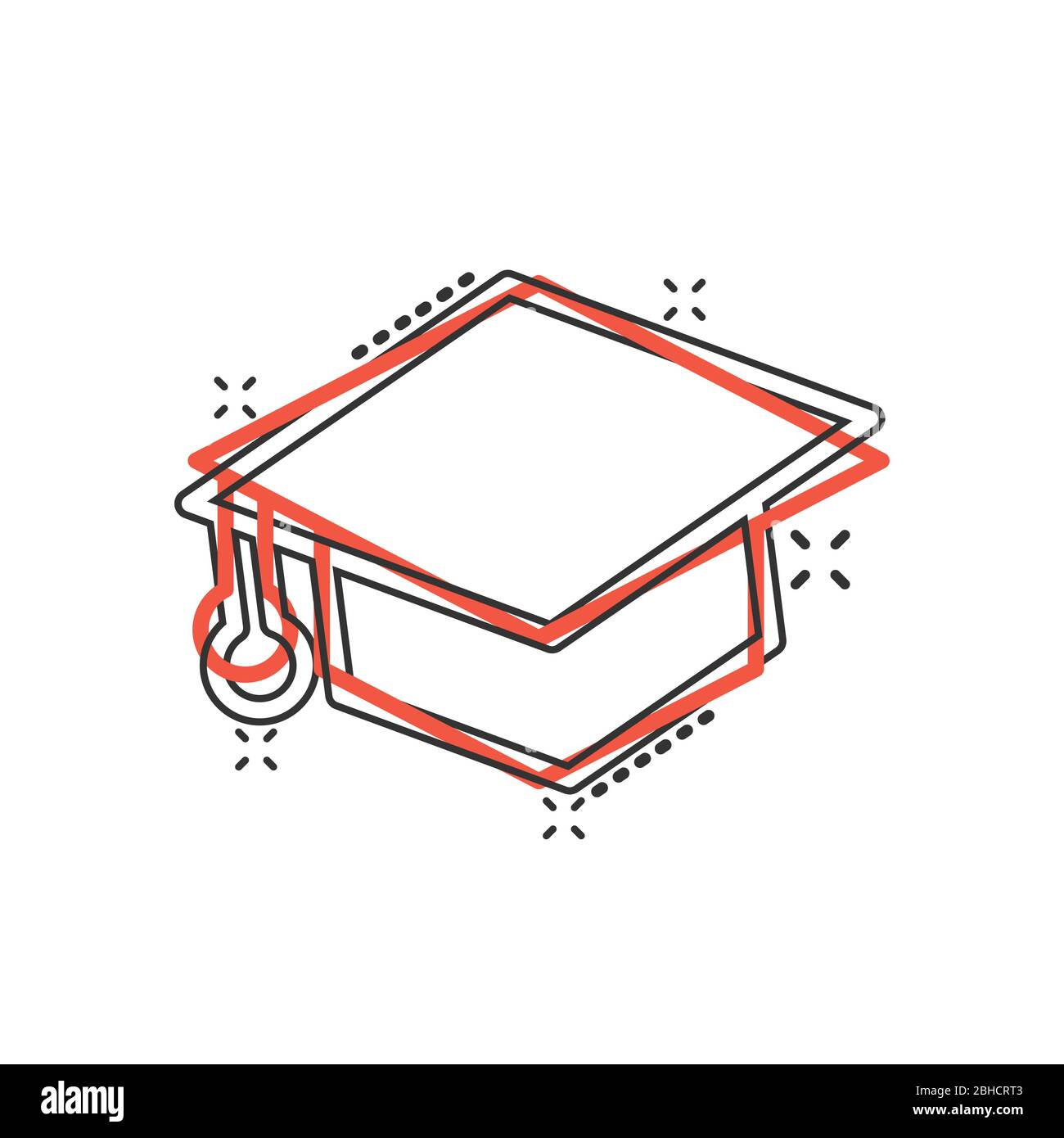 Graduation hat icon in comic style. Student cap cartoon vector ...