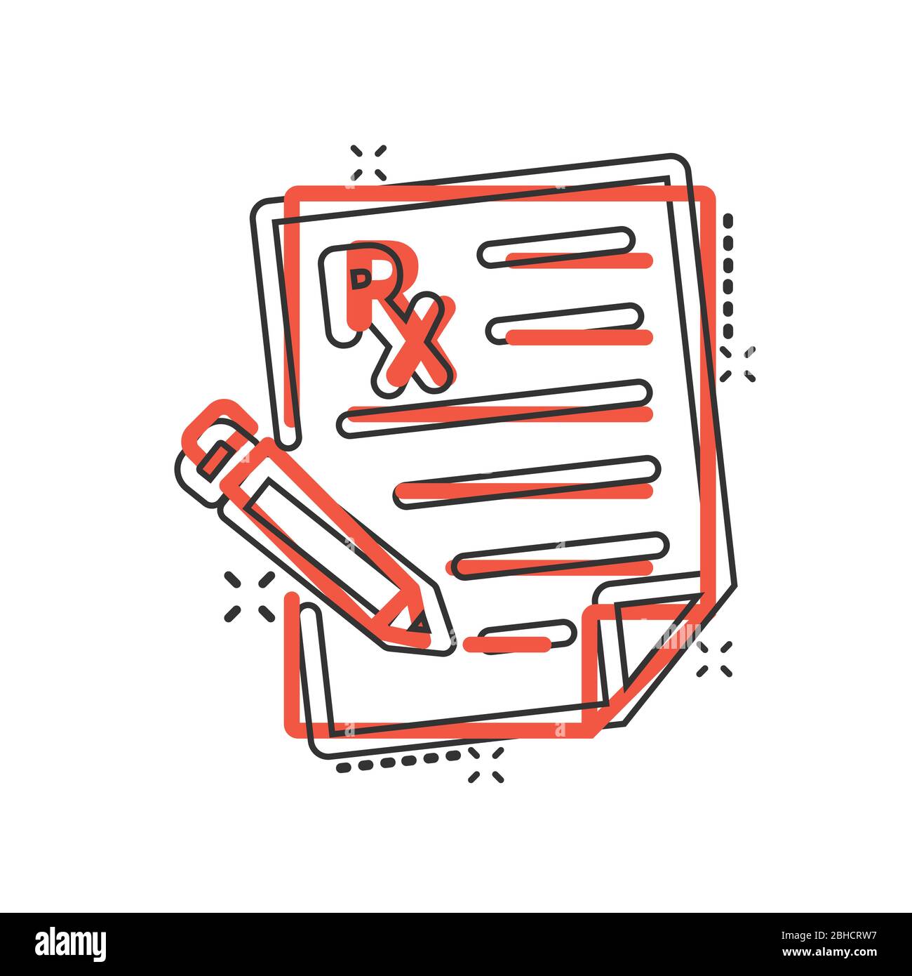 Prescription icon in comic style. Rx document cartoon vector ...