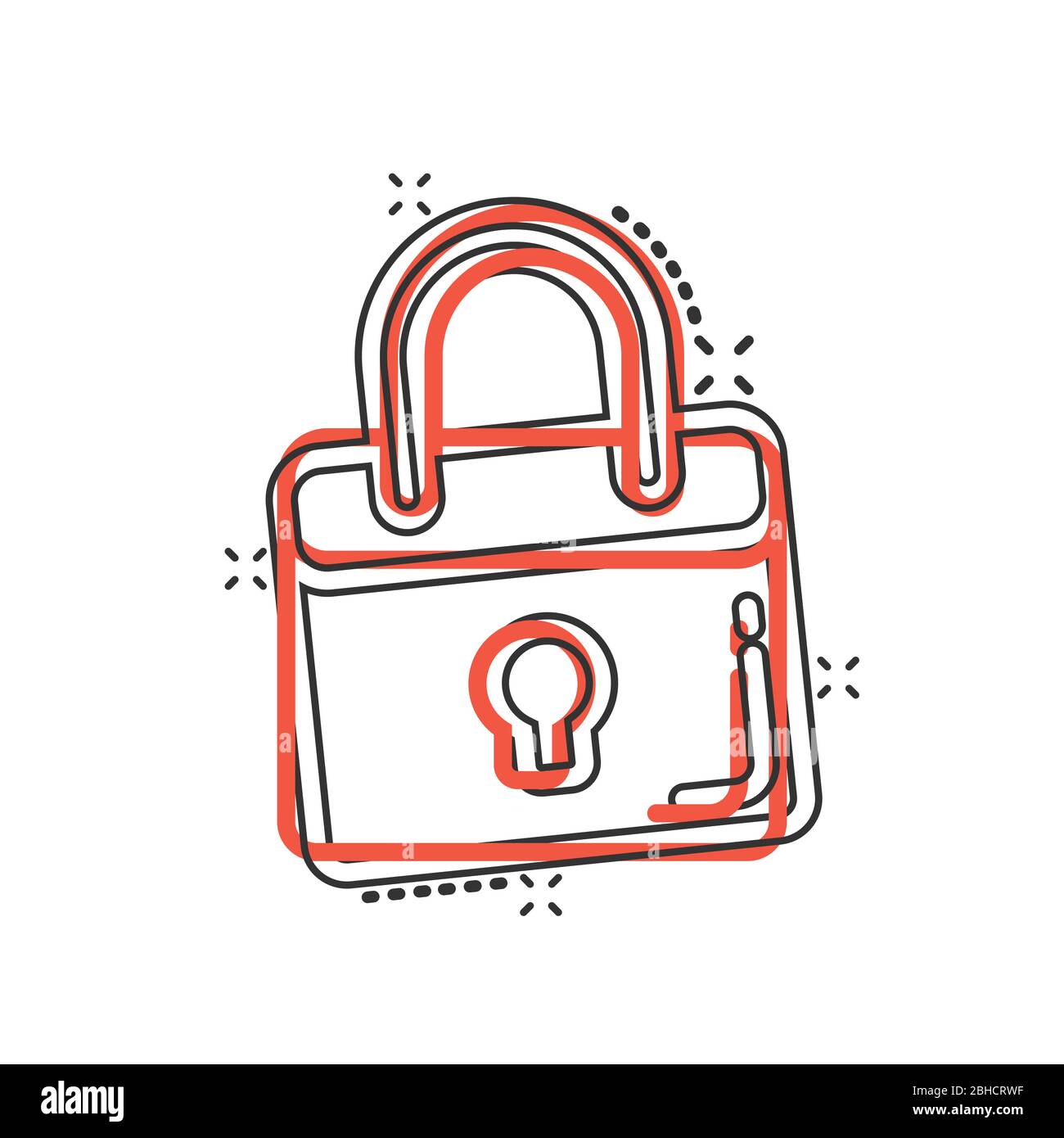 Locker icon in comic style. Padlock password cartoon vector ...
