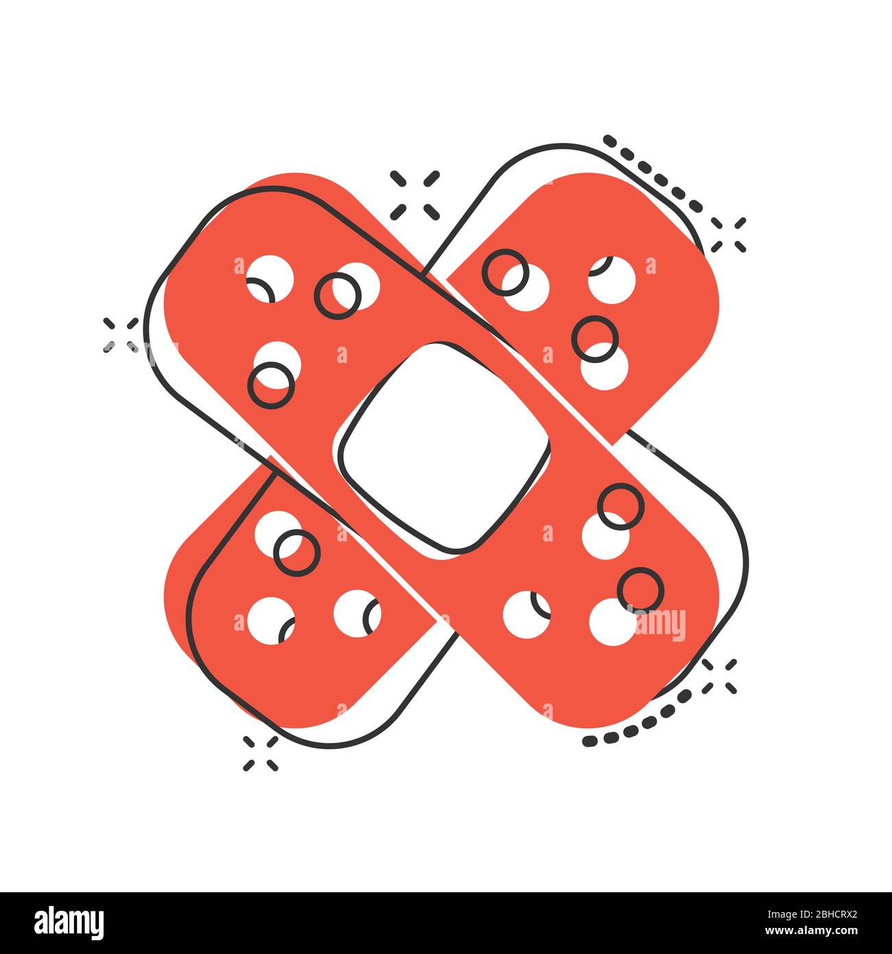 Bandage icon in comic style. Plaster cartoon vector illustration on ...