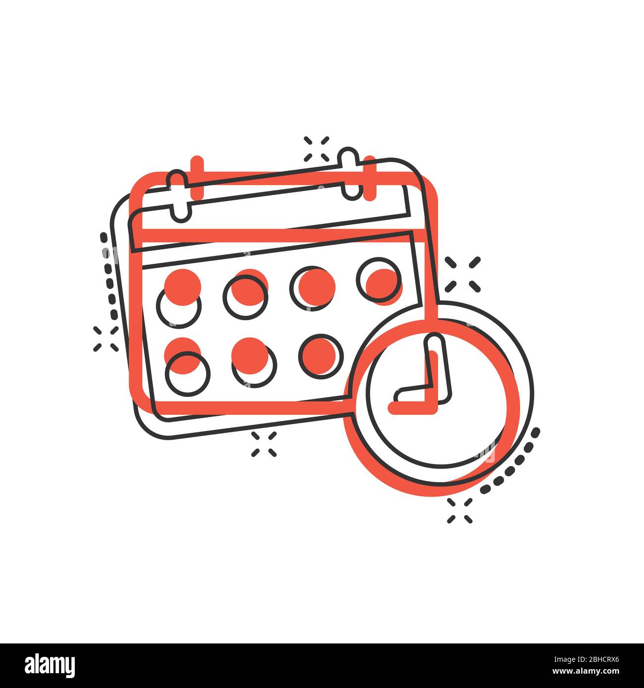 Calendar icon in comic style. Agenda cartoon vector illustration on ...