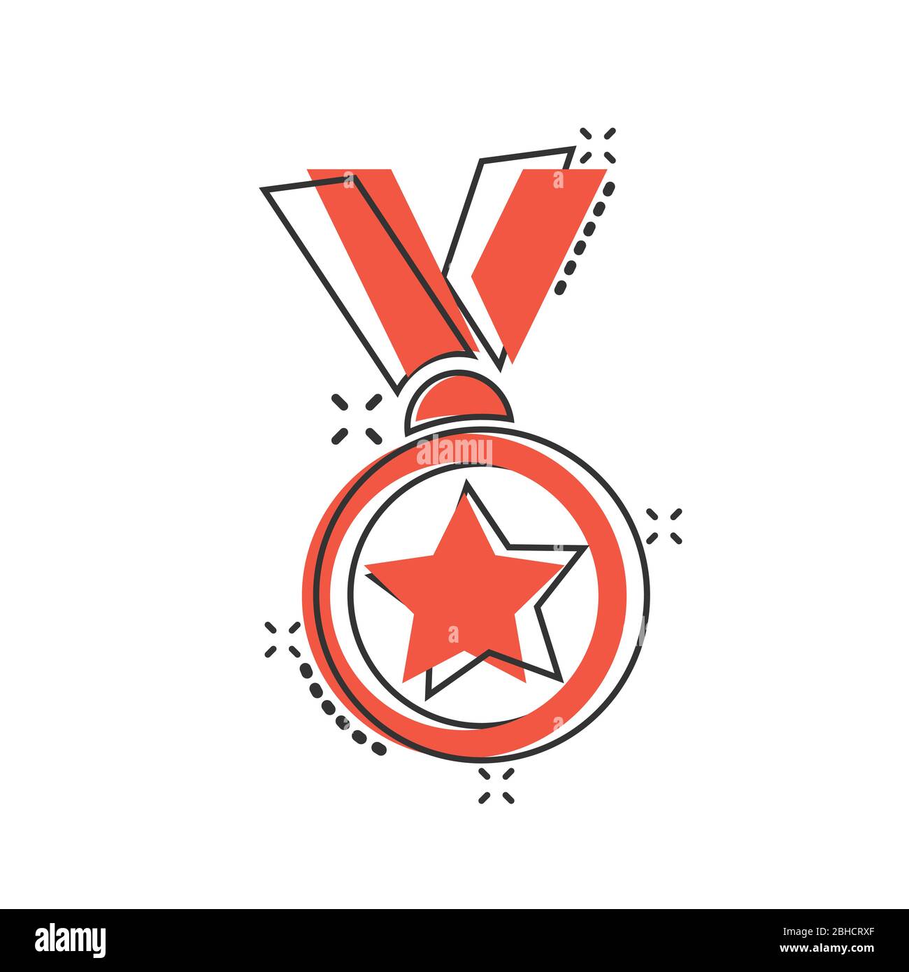 Medal icon in comic style. Prize cartoon sign vector illustration on ...