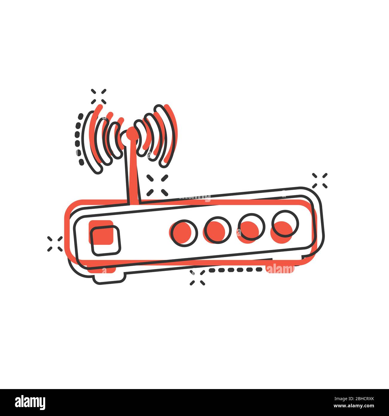 Wifi router icon in comic style. Broadband cartoon vector illustration ...
