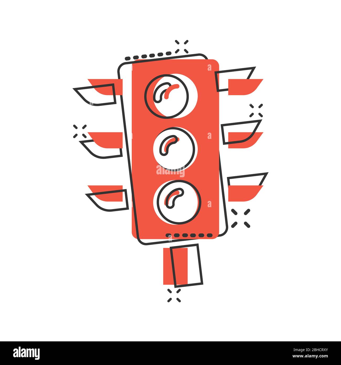 Semaphore icon in comic style. Traffic light cartoon vector ...