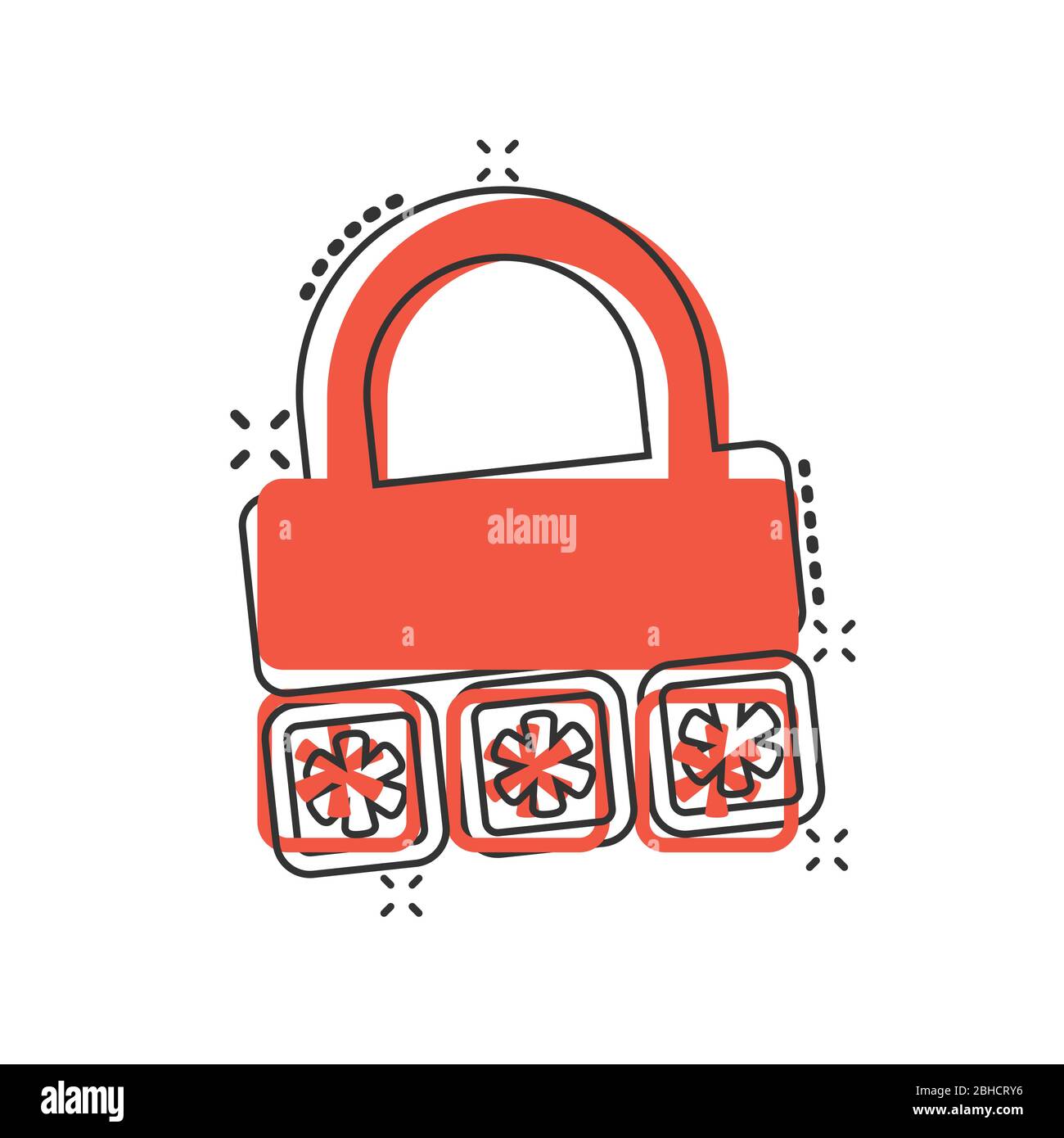 Login icon in comic style. Password access cartoon vector illustration ...