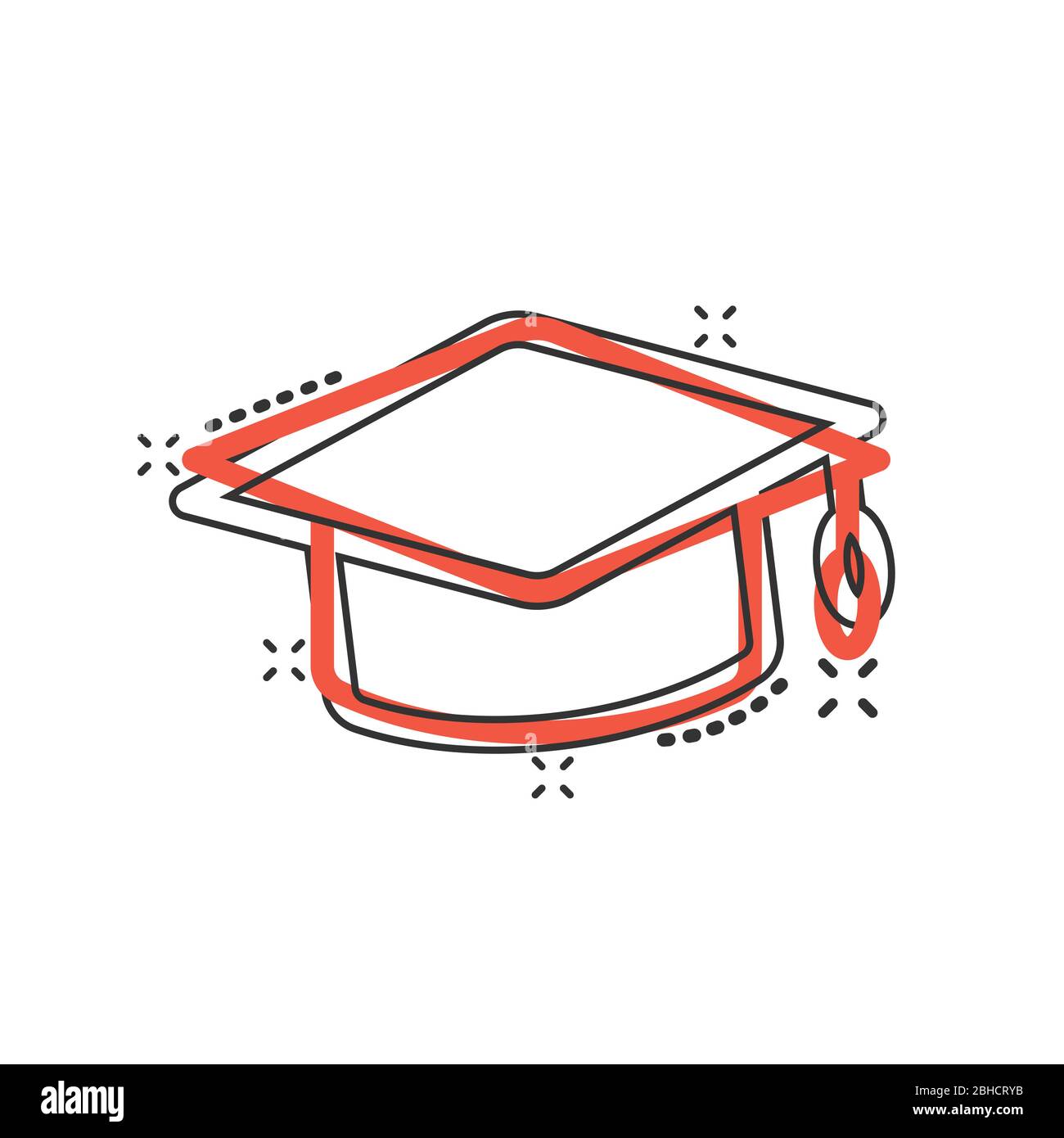 Graduation hat icon in comic style. Student cap cartoon vector ...