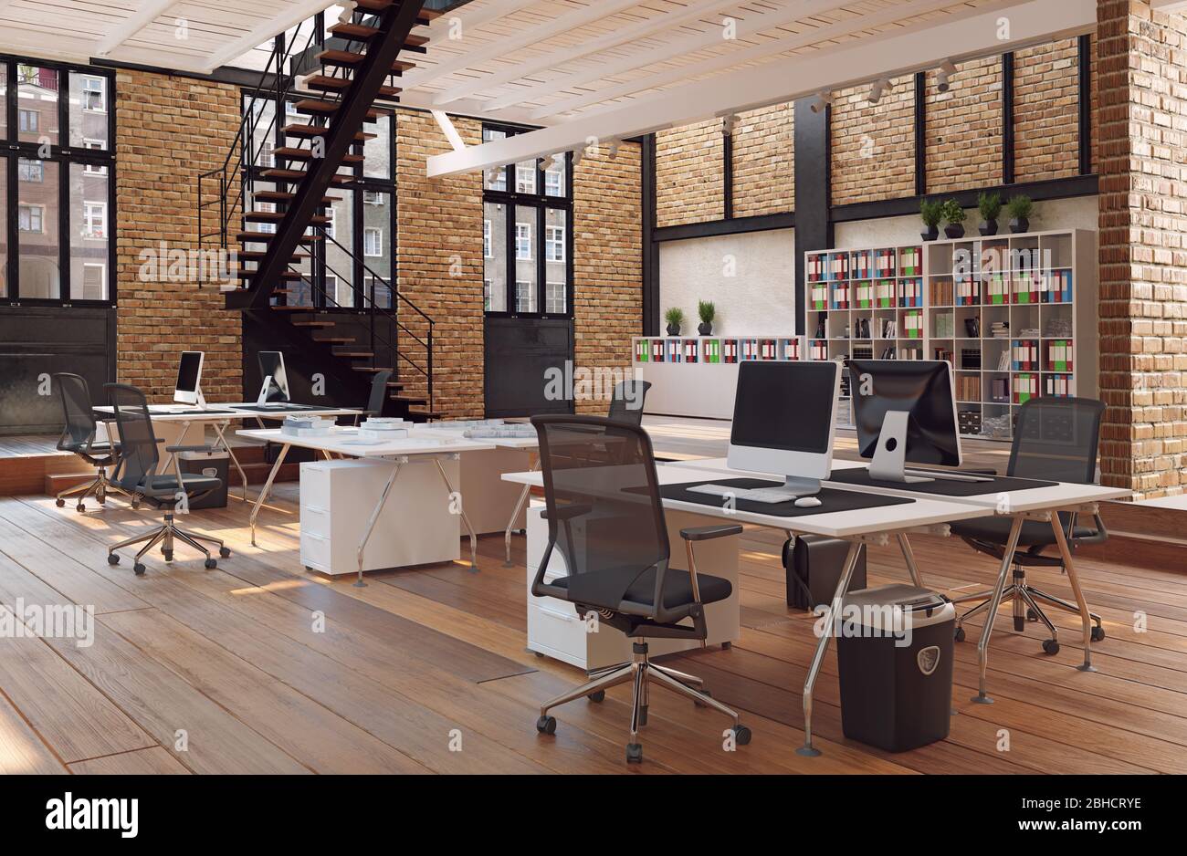contemporary office interior. 3d rendering design concept Stock Photo ...
