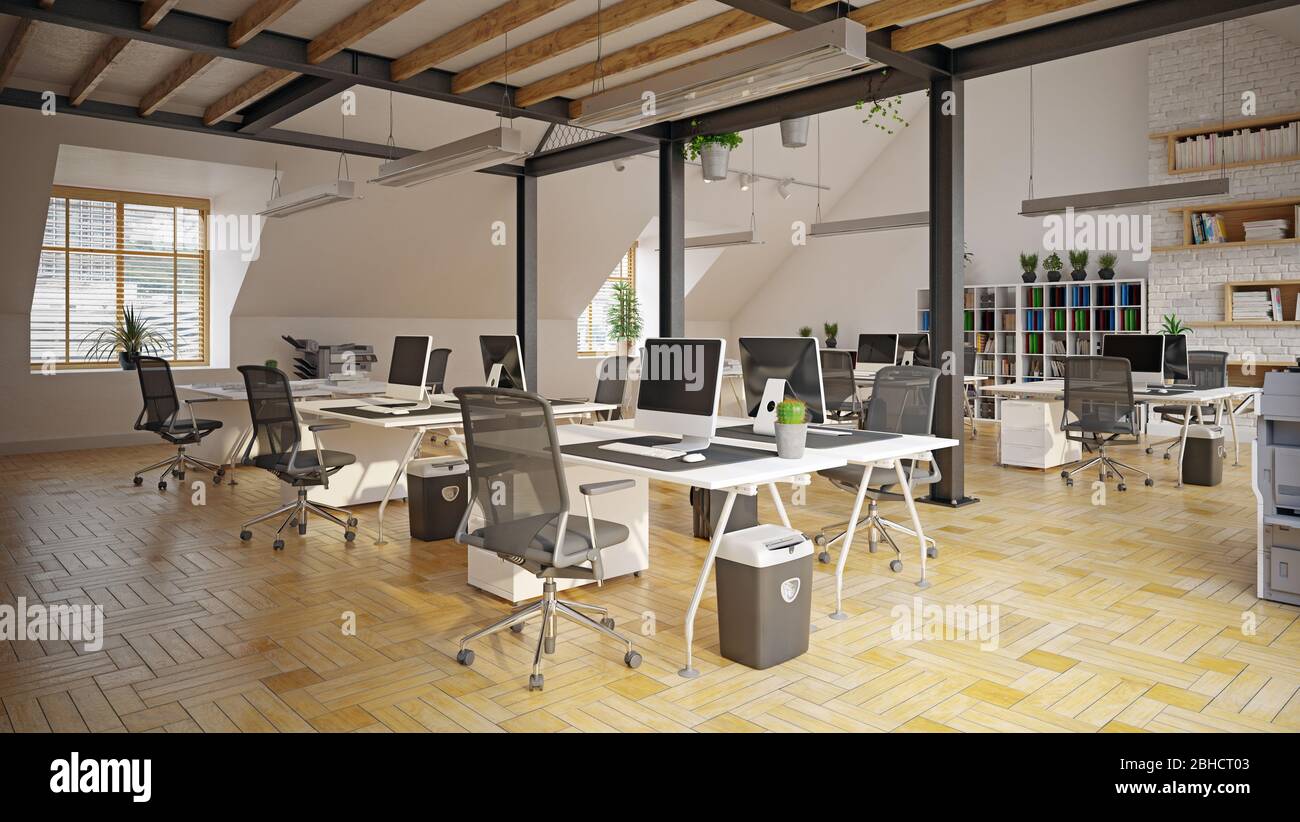 contemporary office interior. 3d rendering design concept Stock Photo ...
