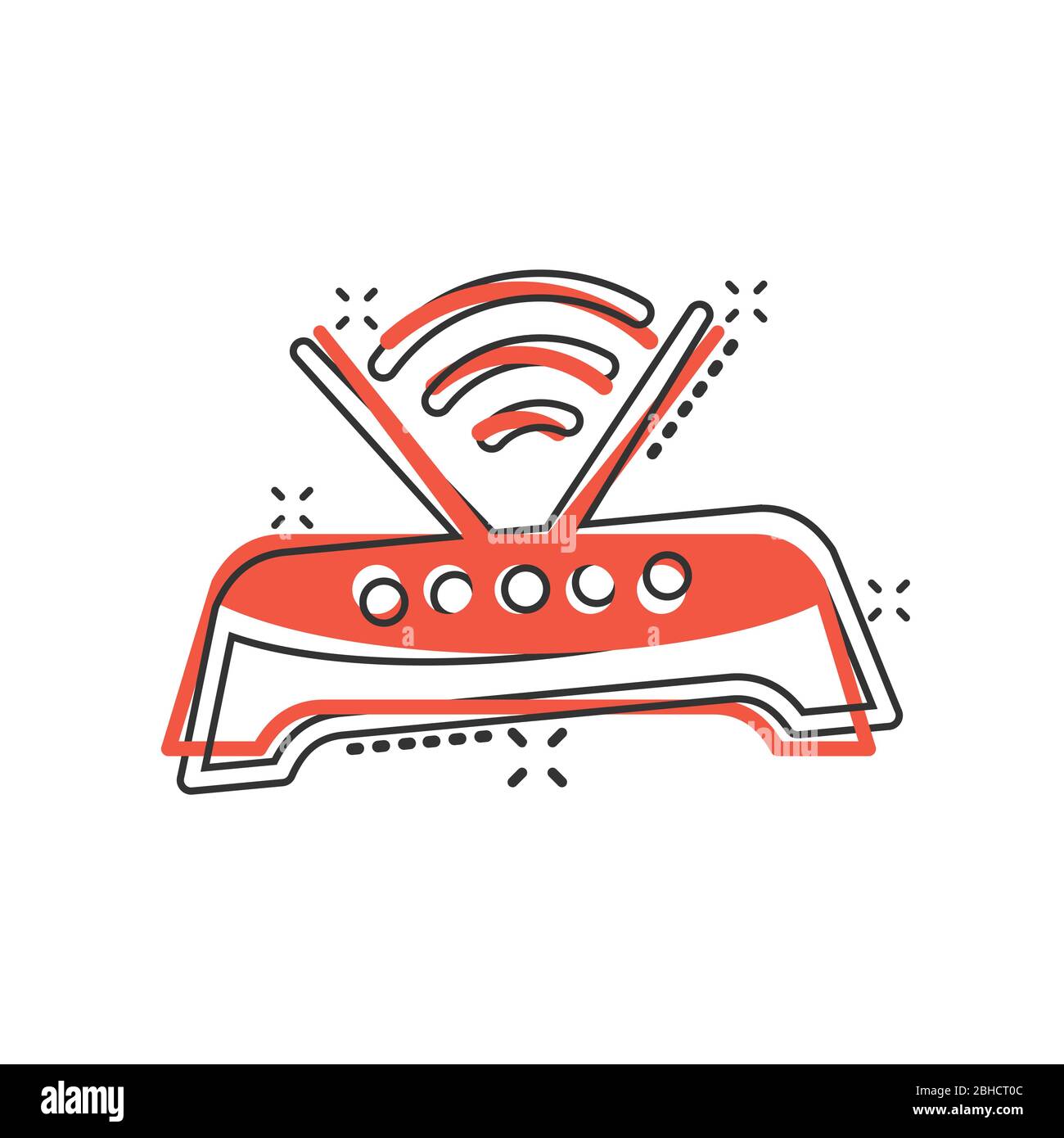 Wifi router icon in comic style. Broadband cartoon vector illustration ...