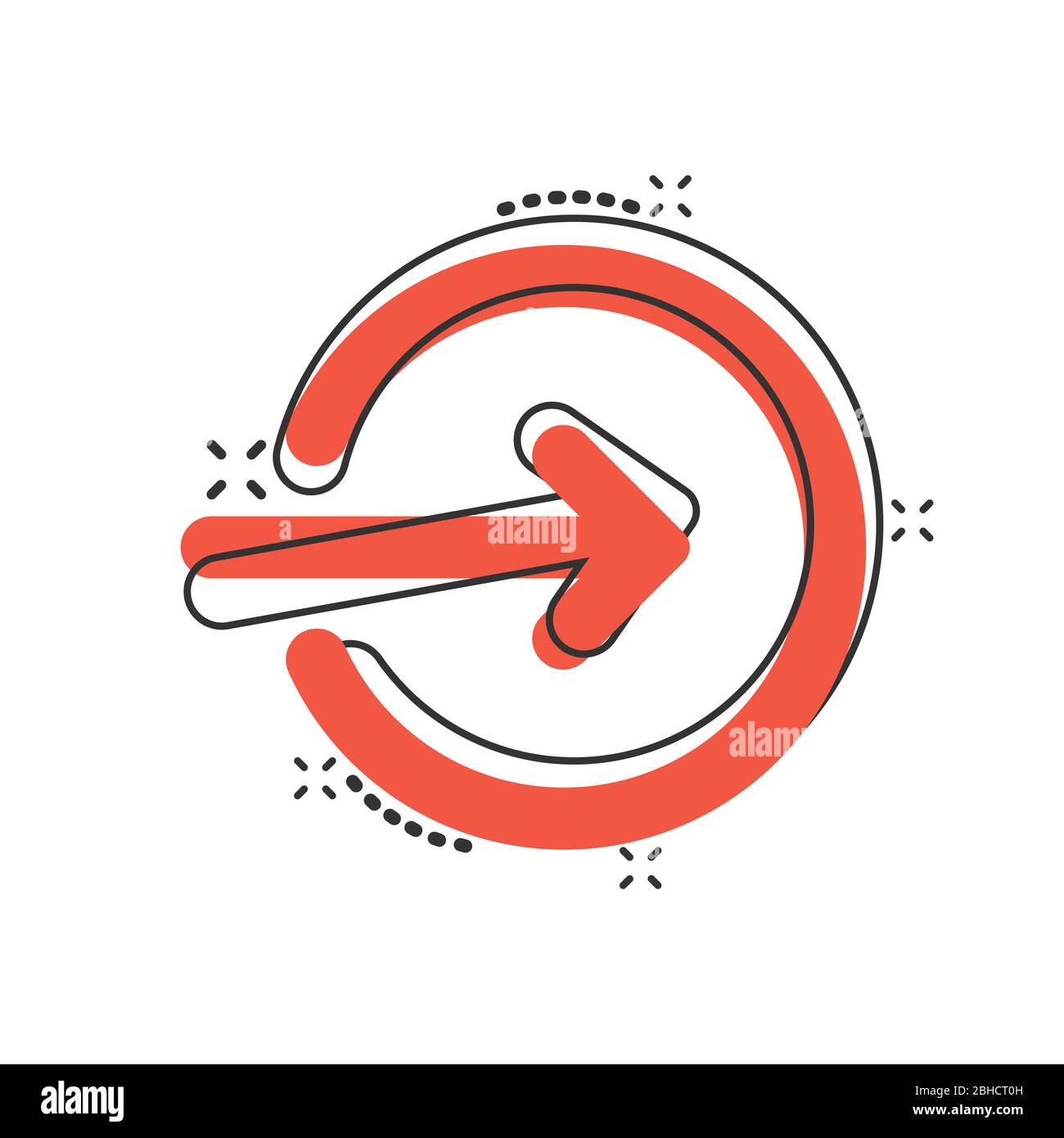 Login icon in comic style. Arrow access cartoon vector illustration on ...