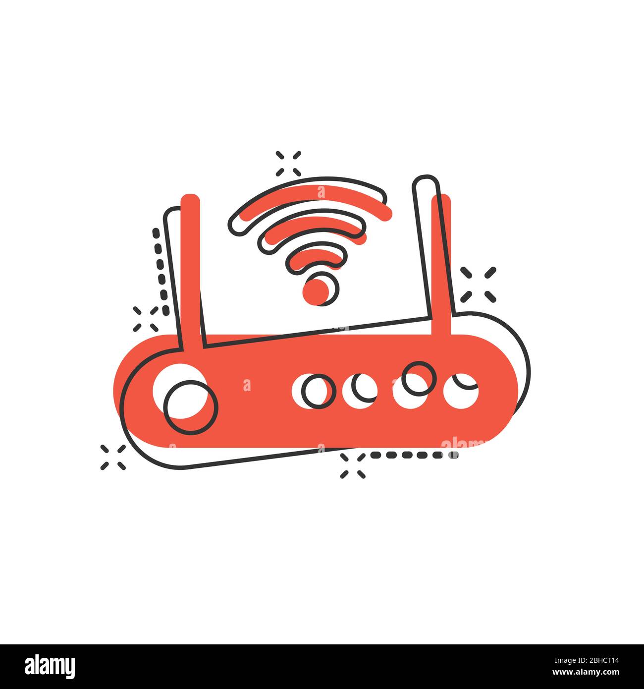 Wifi router icon in comic style. Broadband cartoon vector illustration ...