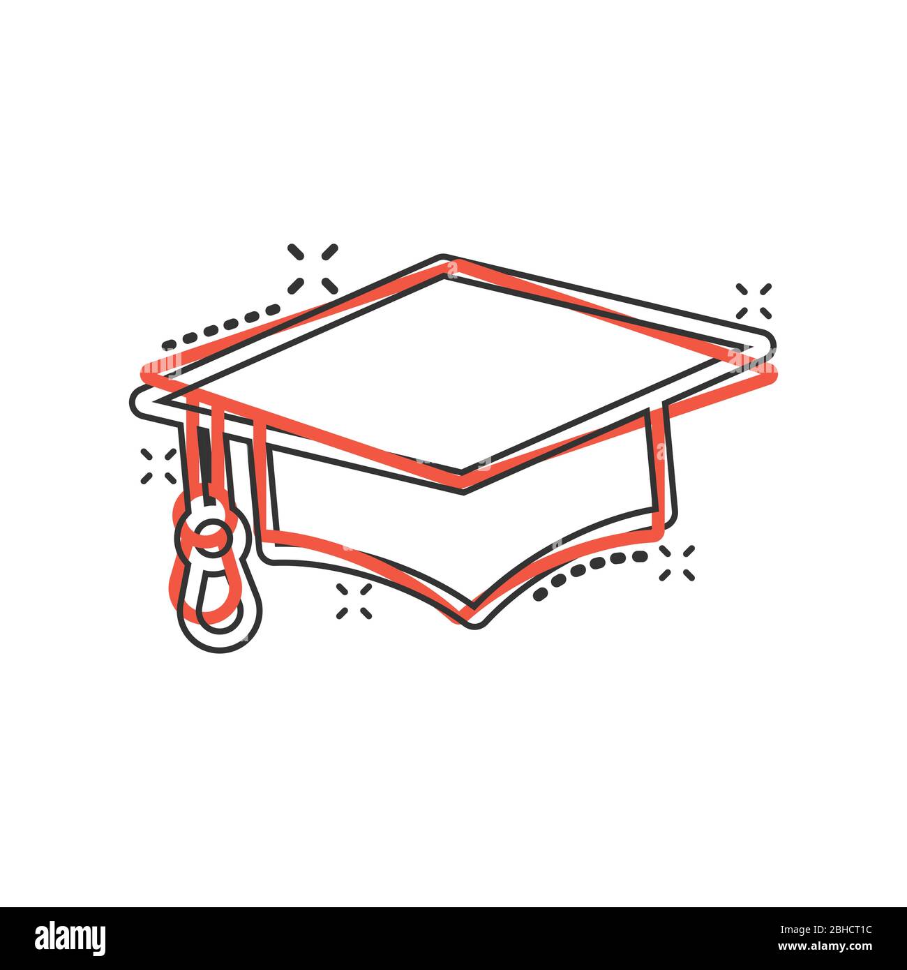 Graduation hat icon in comic style. Student cap cartoon vector ...