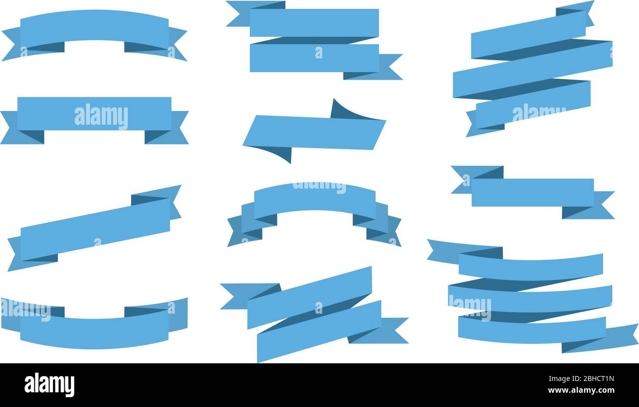 Vector Blue flat ribbons set Stock Vector Image & Art - Alamy