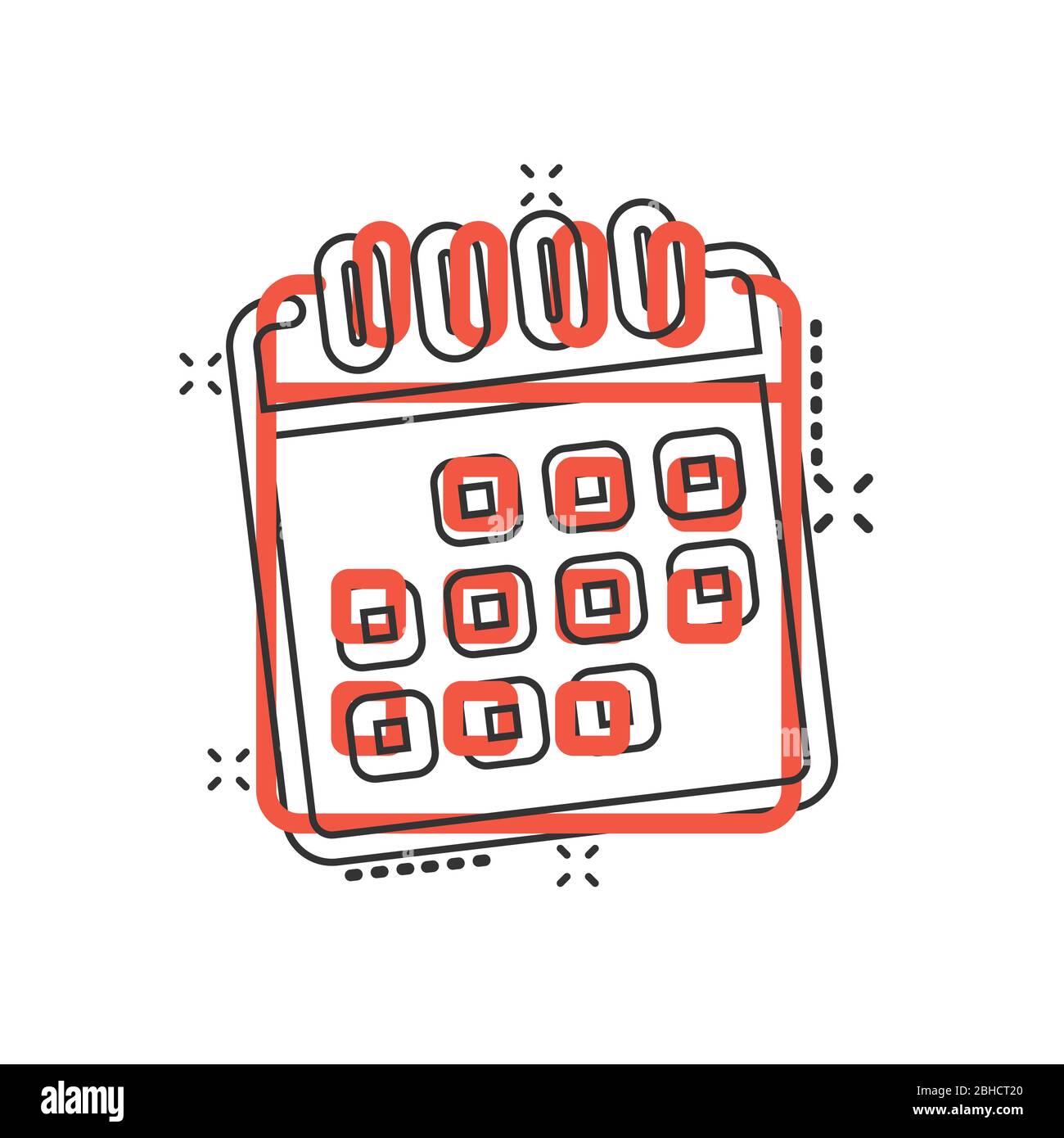 Calendar icon in comic style. Agenda cartoon vector illustration on ...