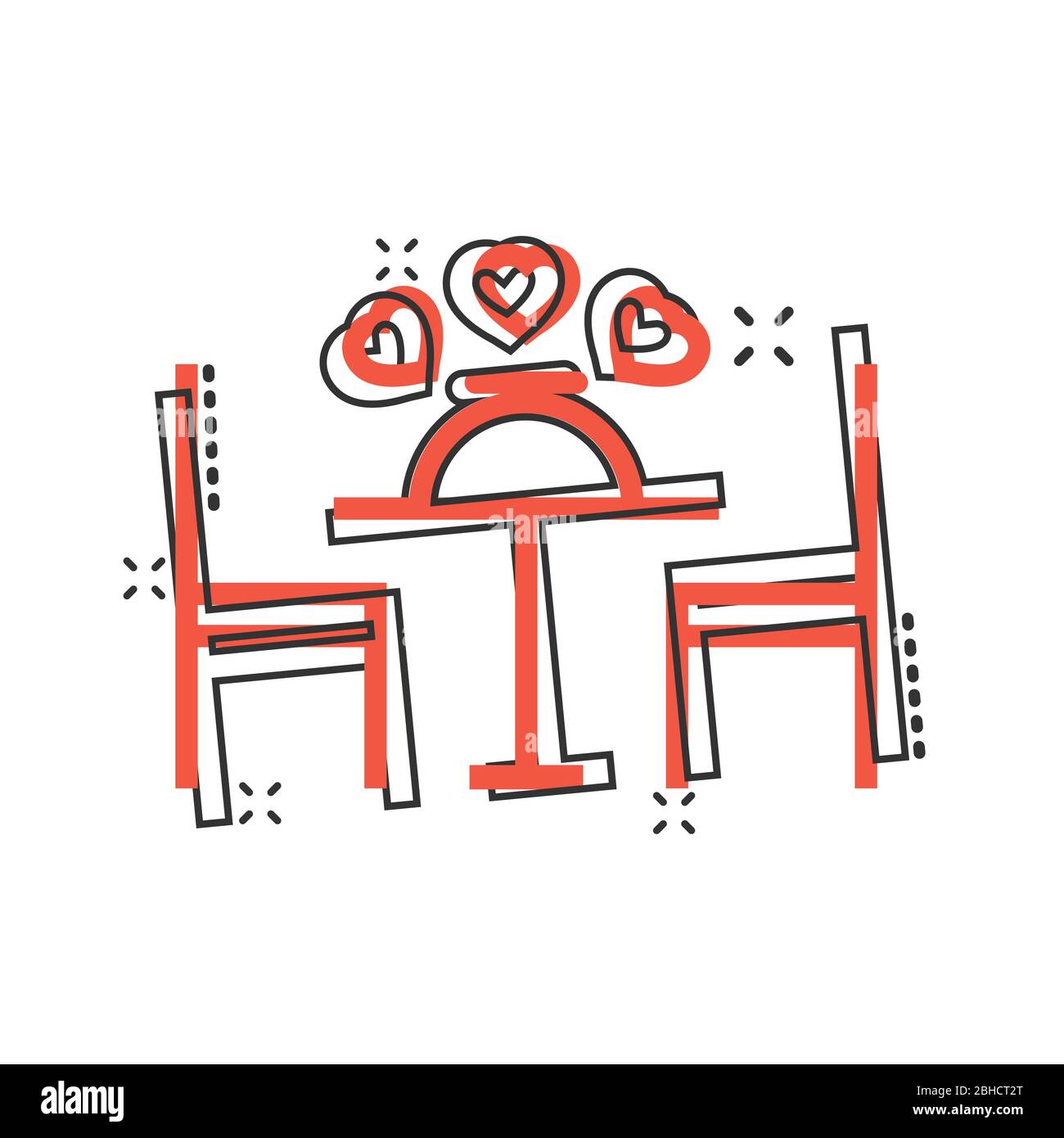 Romantic dinner icon in comic style. Cafe cartoon vector illustration ...