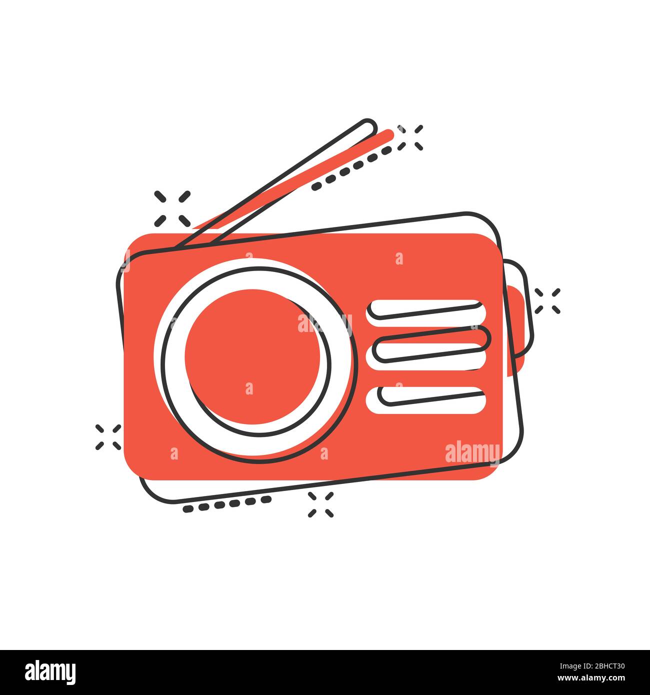 Radio icon in comic style. Fm broadcast cartoon vector illustration on ...