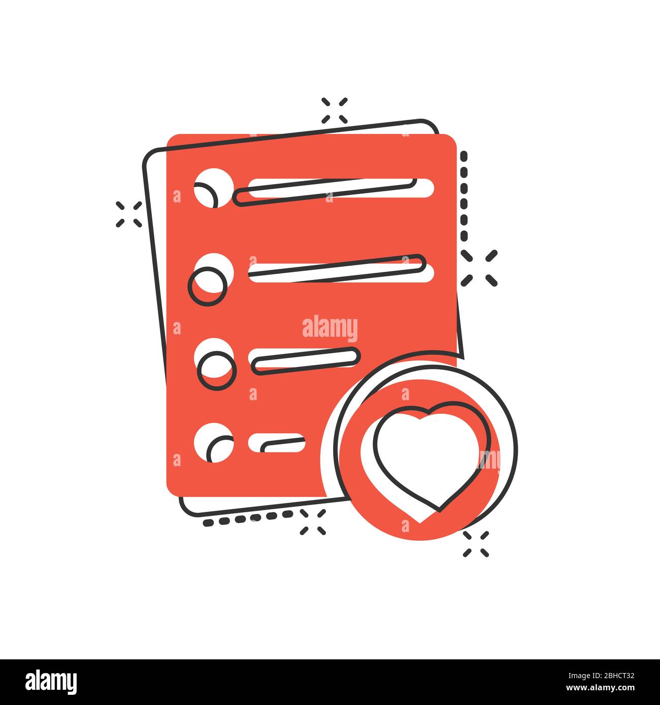 Wishlist icon in comic style. Like document cartoon vector illustration ...