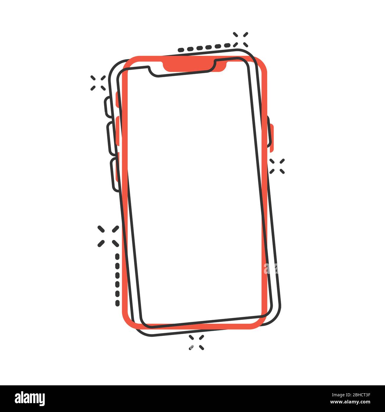 Smartphone blank screen icon in comic style. Mobile phone cartoon ...