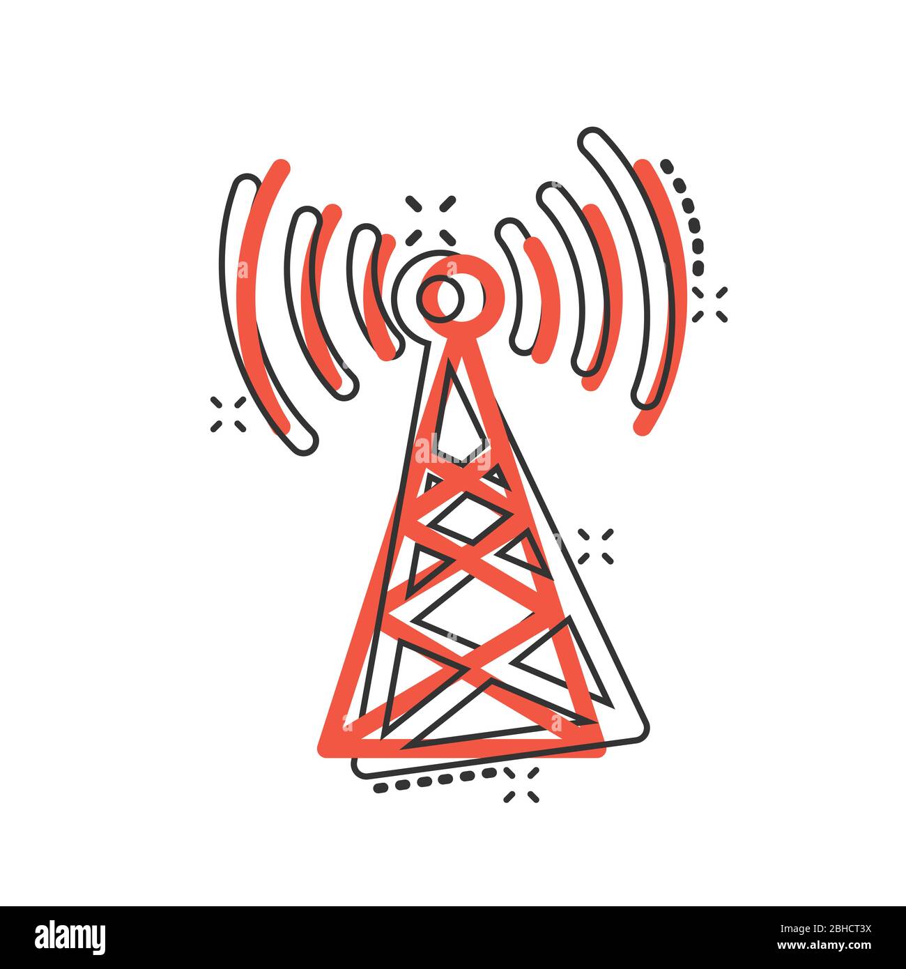 Antenna tower icon in comic style. Broadcasting cartoon vector ...