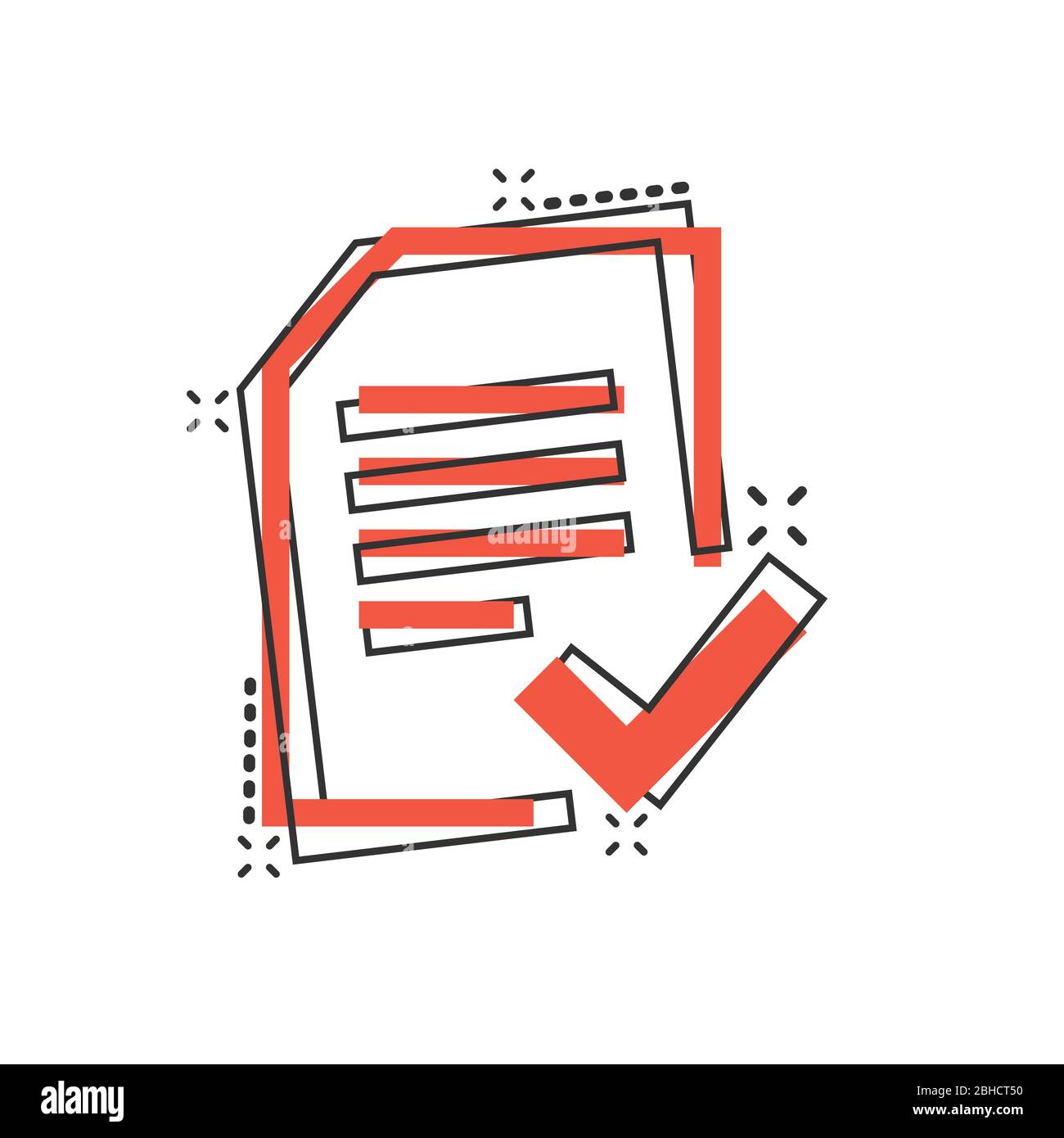 Approved document icon in comic style. Authorize cartoon vector ...