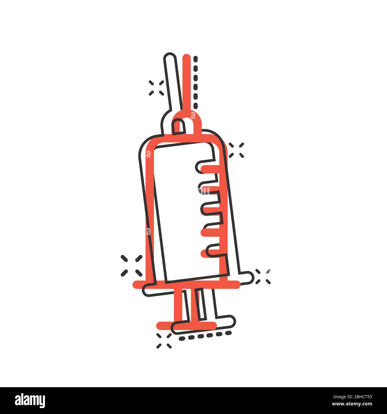 Syringe icon in comic style. Inject needle cartoon vector illustration ...