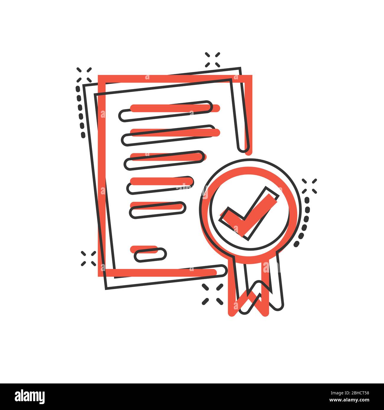 Approved document icon in comic style. Authorize cartoon vector ...