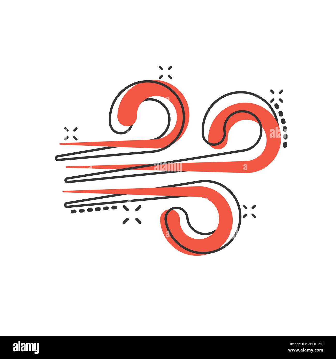 Wind icon in comic style. Air cartoon vector illustration on white ...