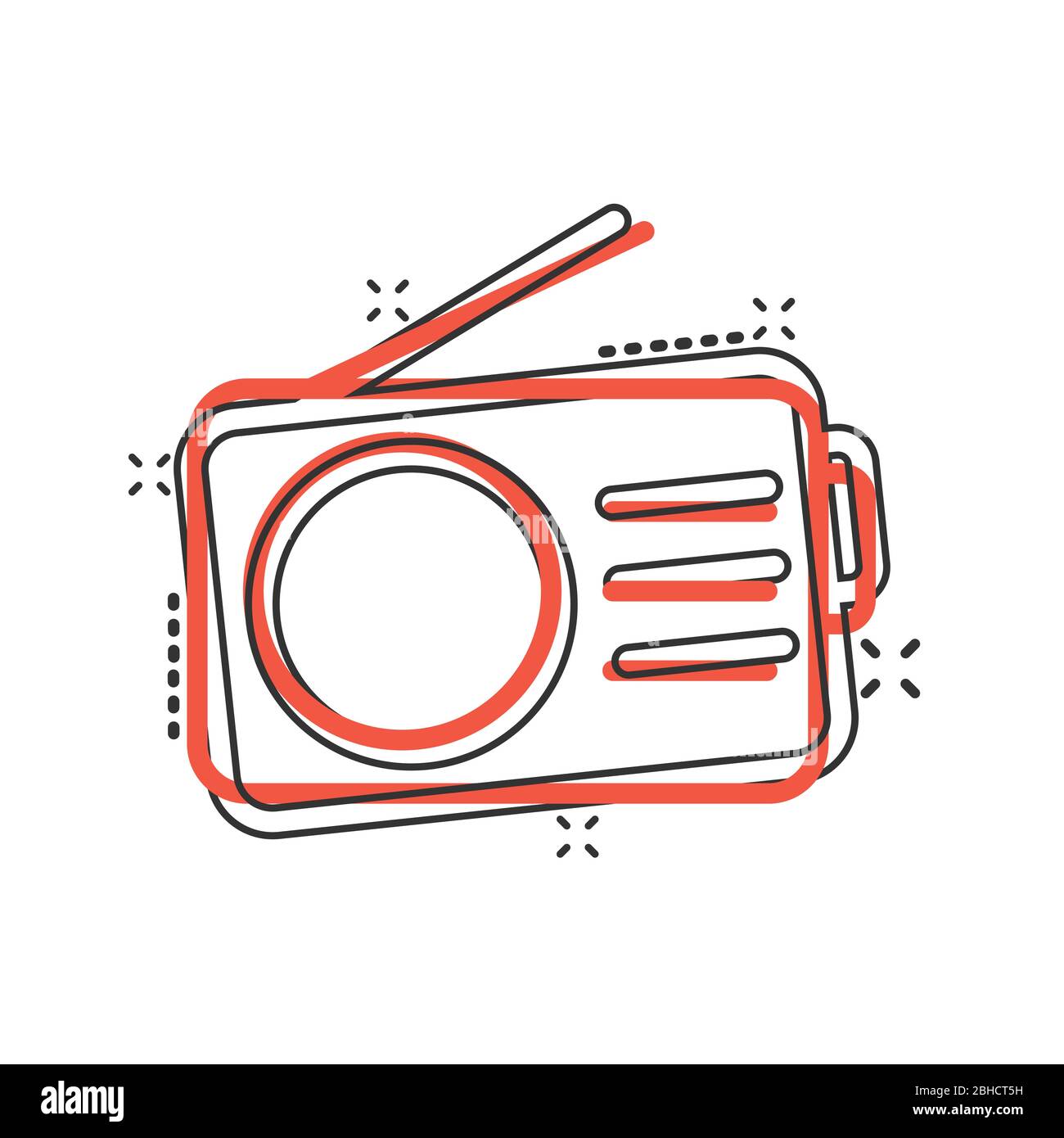 Radio icon in comic style. Fm broadcast cartoon vector illustration on ...