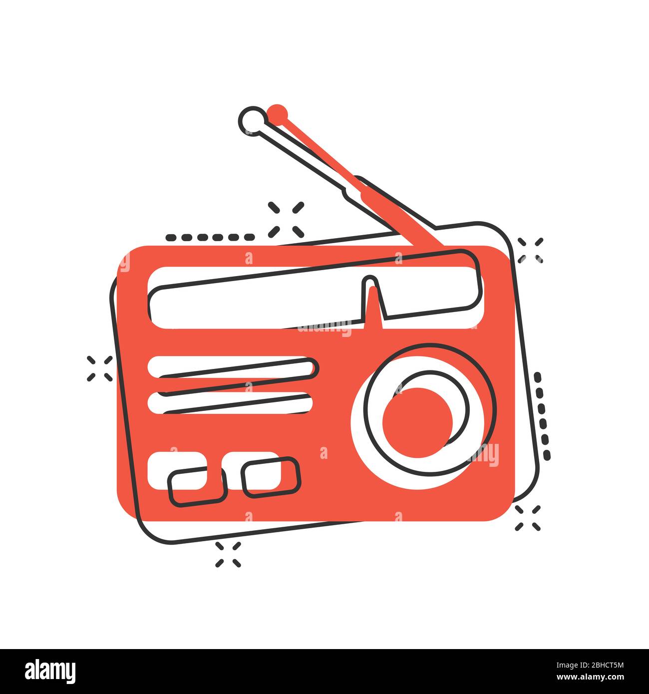 Radio icon in comic style. Fm broadcast cartoon vector illustration on ...