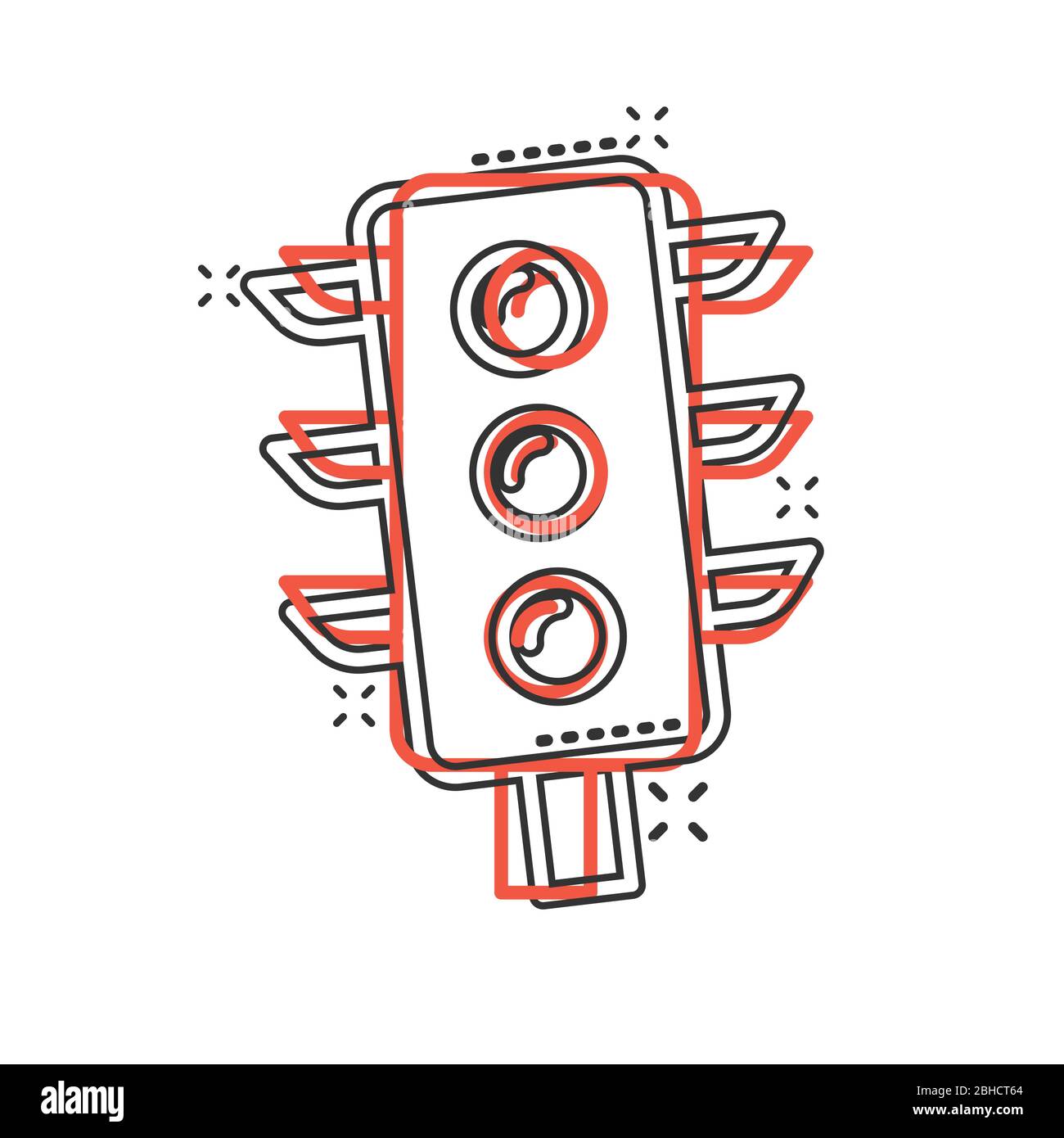 Semaphore icon in comic style. Traffic light cartoon vector ...
