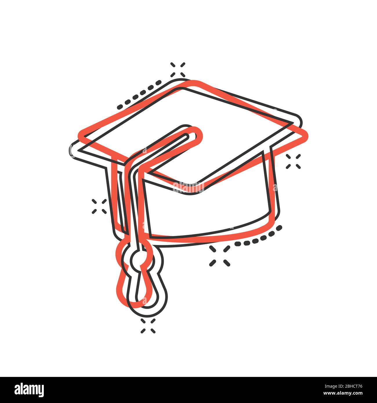 Graduation hat icon in comic style. Student cap cartoon vector ...