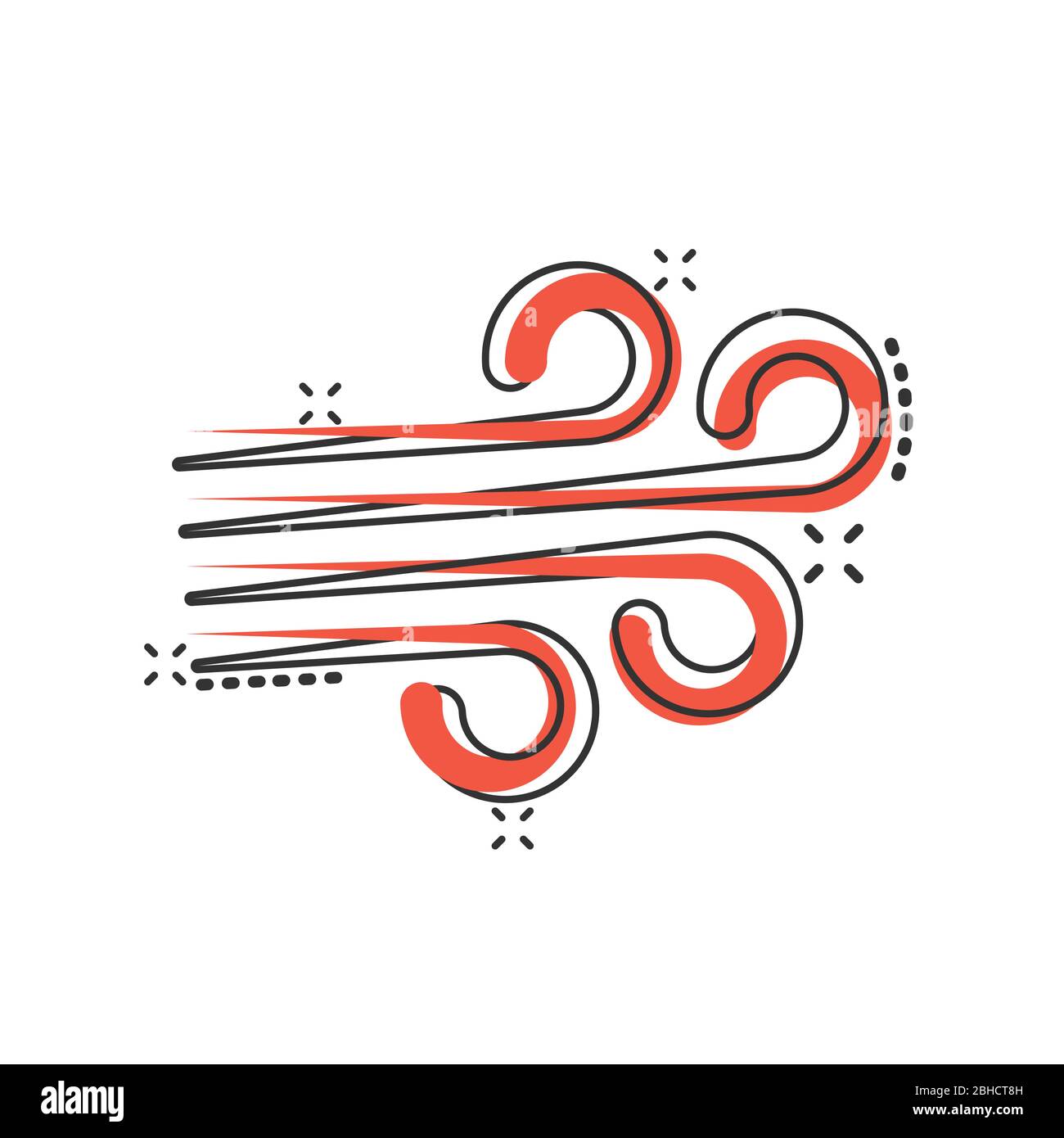 Wind icon in comic style. Air cartoon vector illustration on white ...