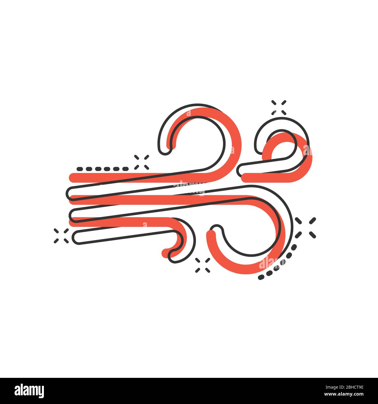 Wind icon in comic style. Air cartoon vector illustration on white ...