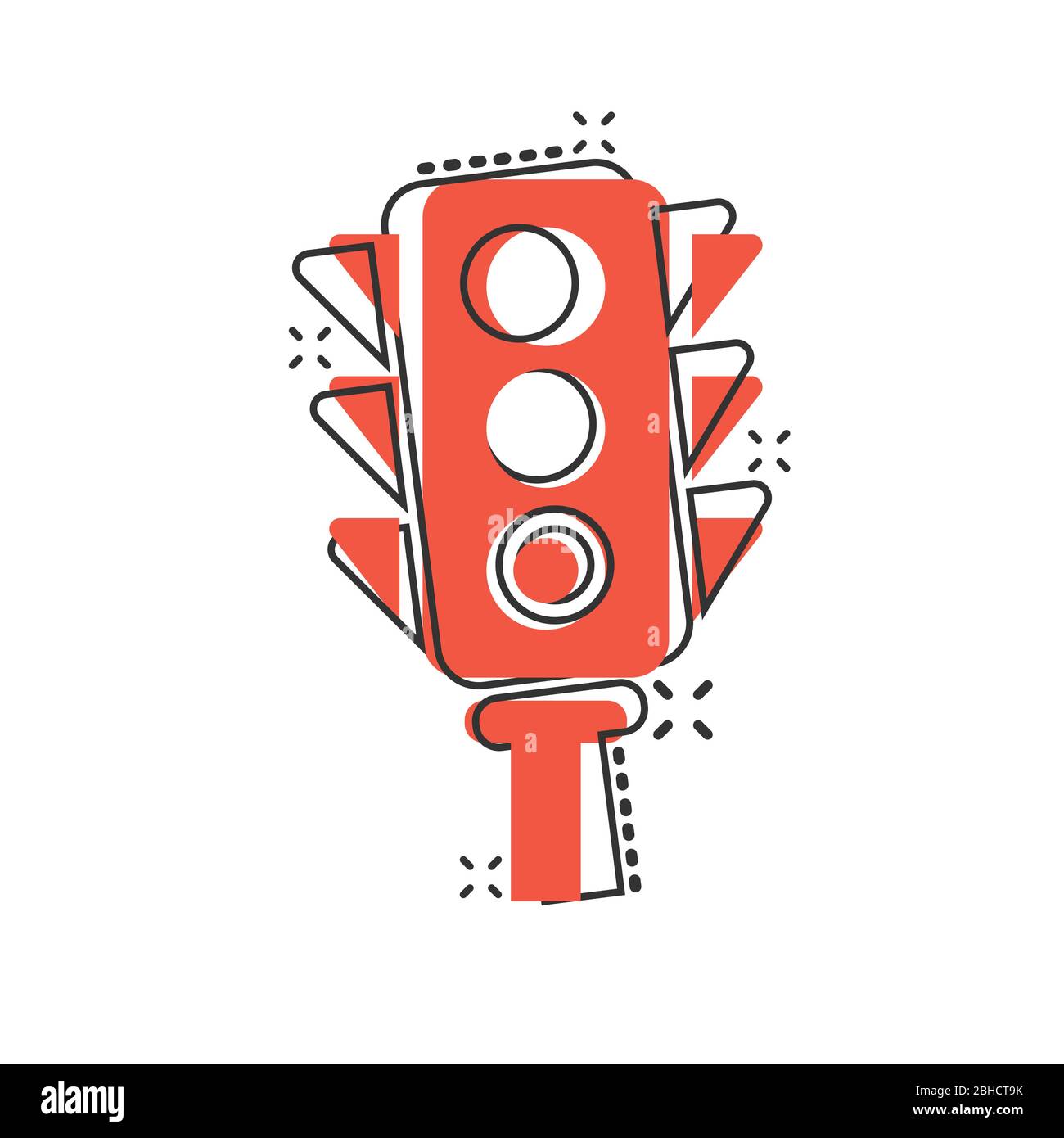 Semaphore icon in comic style. Traffic light cartoon vector ...