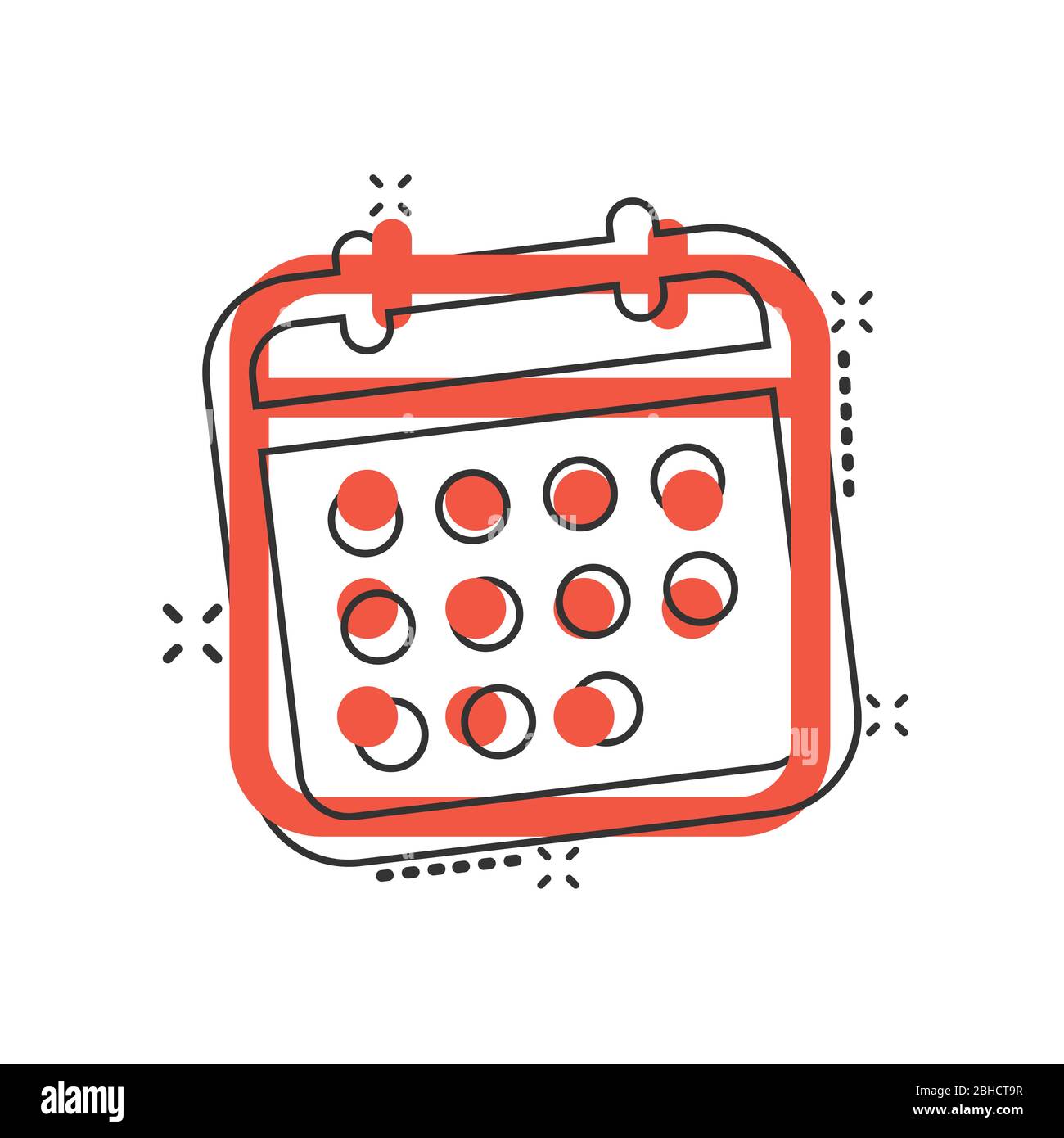 Calendar icon in comic style. Agenda cartoon vector illustration on ...