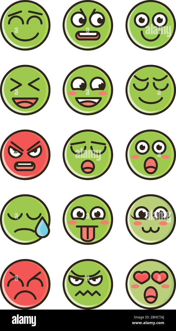 emoticon funny smiley faces expression icons set vector illustration ...