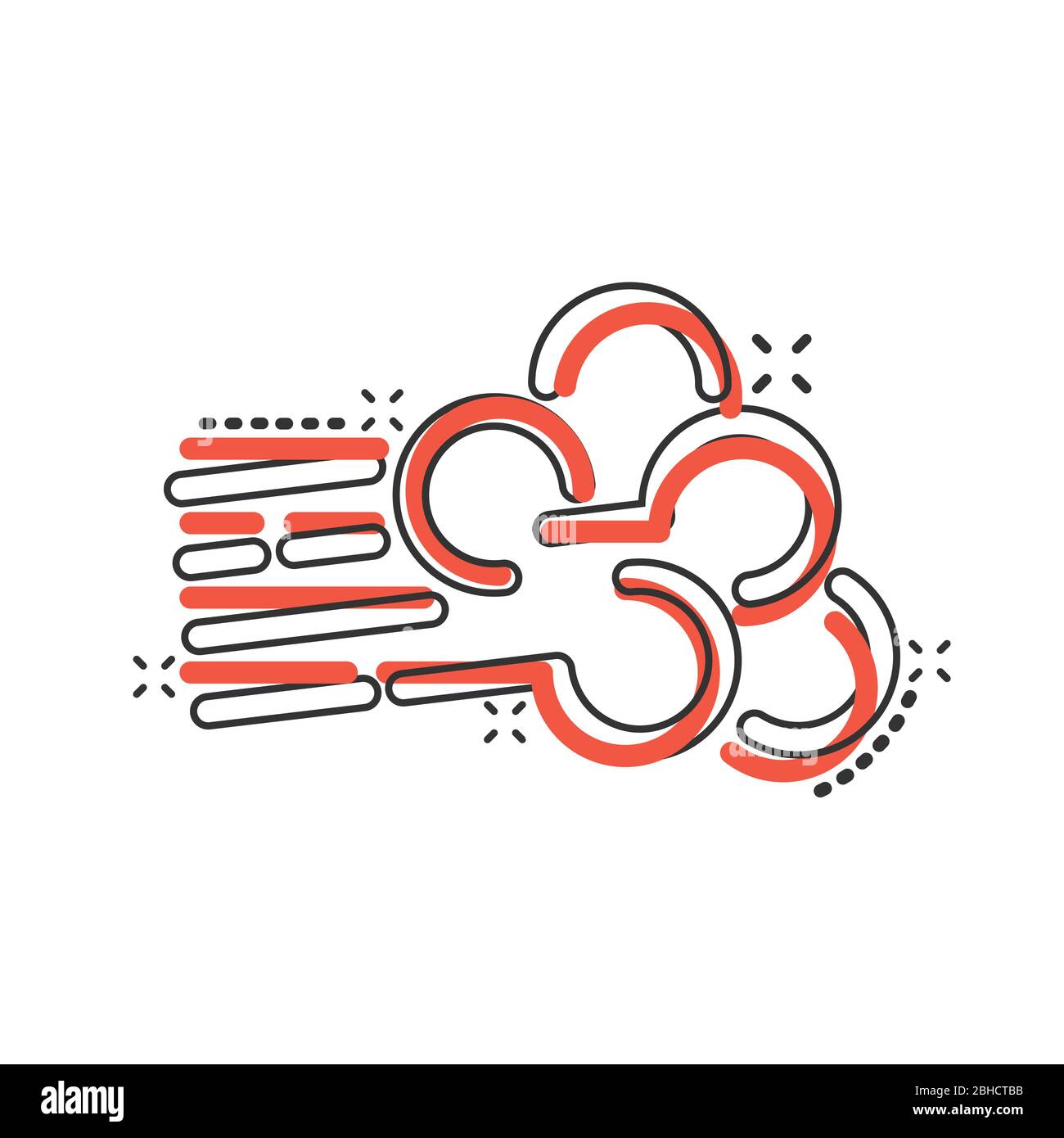 Wind icon in comic style. Air cartoon vector illustration on white ...