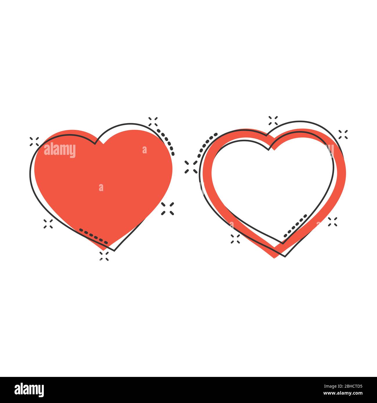 Heart icon in comic style. Love cartoon vector illustration on white ...
