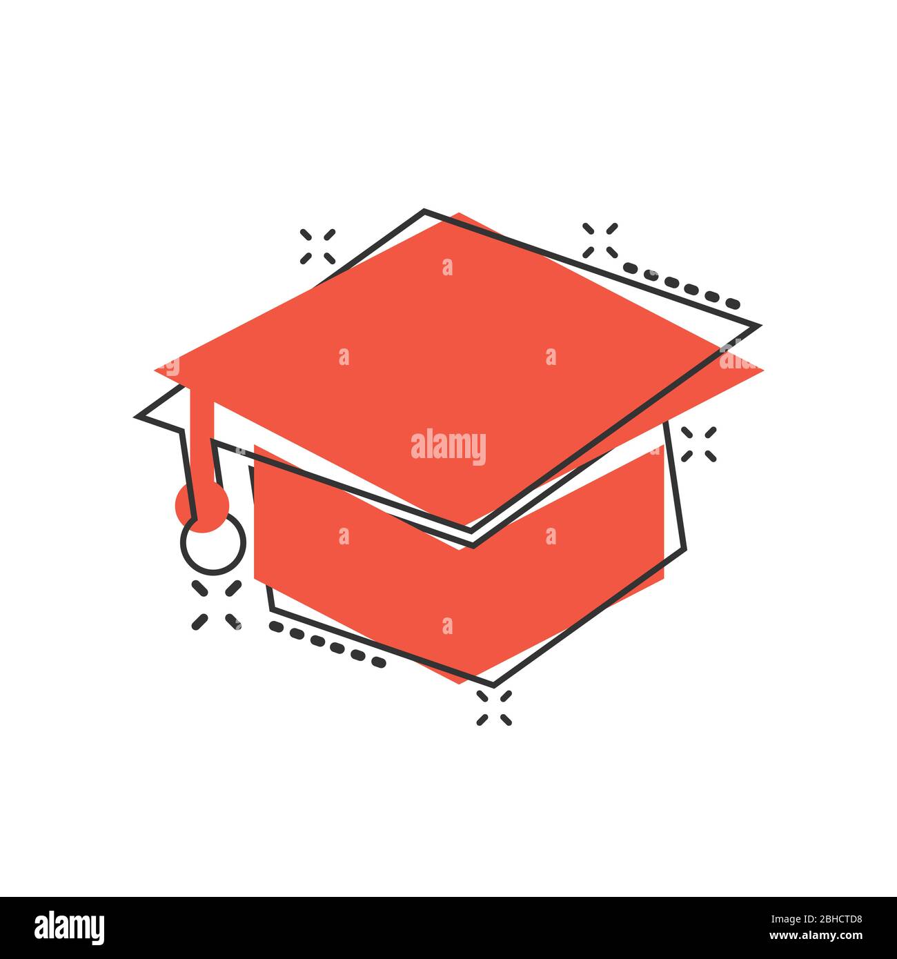 Graduation hat icon in comic style. Student cap cartoon vector ...