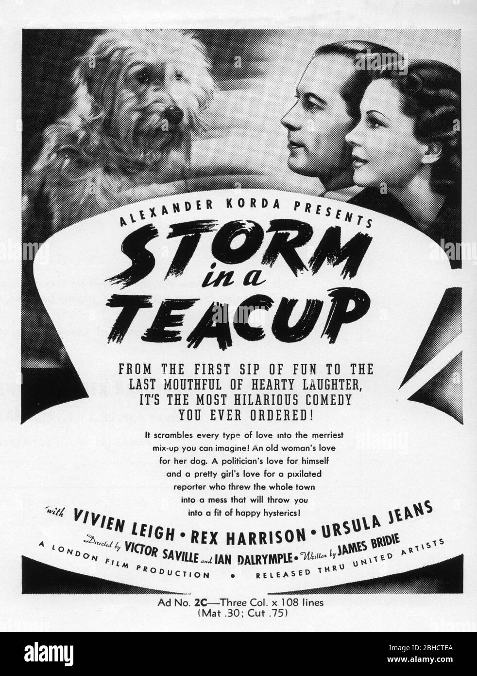 VIVIEN LEIGH and REX HARRISON with SCRUFFY the Dog in STORM IN A TEACUP ...