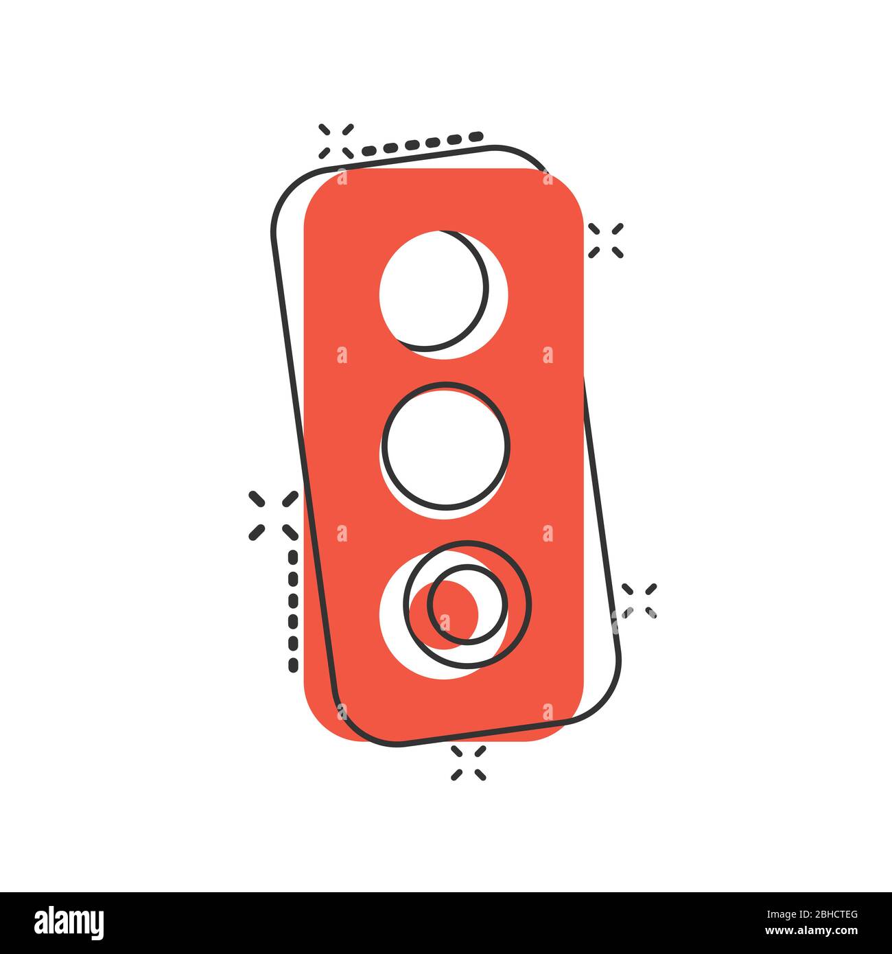 Semaphore icon in comic style. Traffic light cartoon vector ...