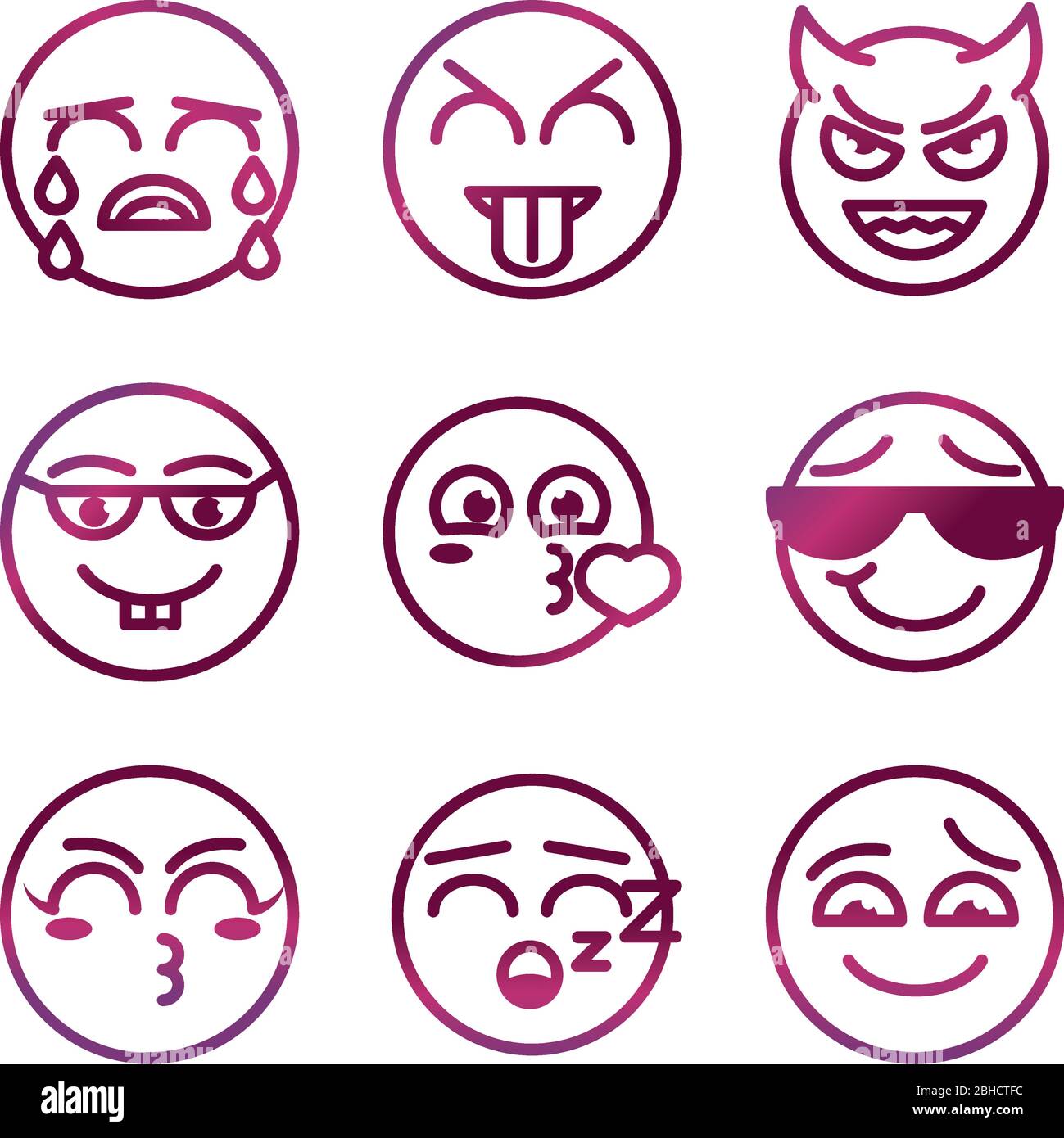 emoticon funny smiley faces expression icons set vector illustration ...