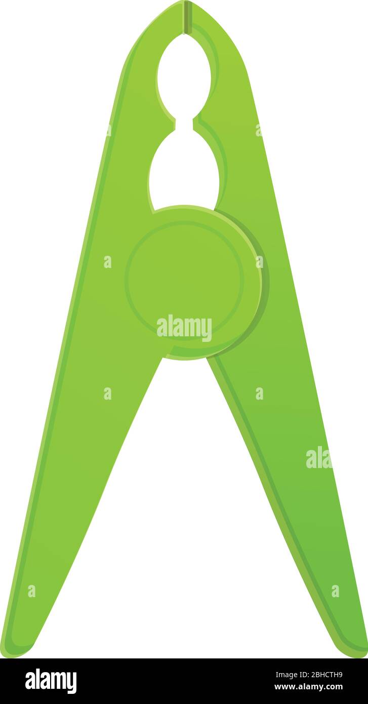 Green clothes pins icon. Cartoon of green clothes pins vector icon for ...