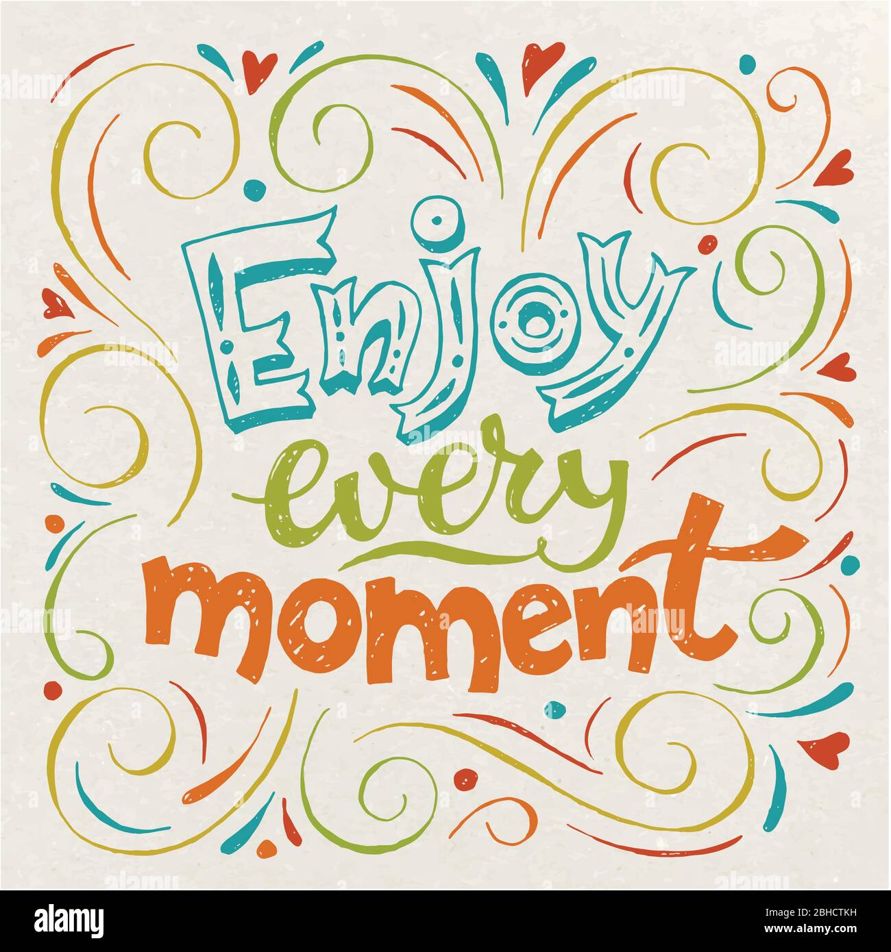 Enjoy every moment colored blackboard design motivational poster Stock ...