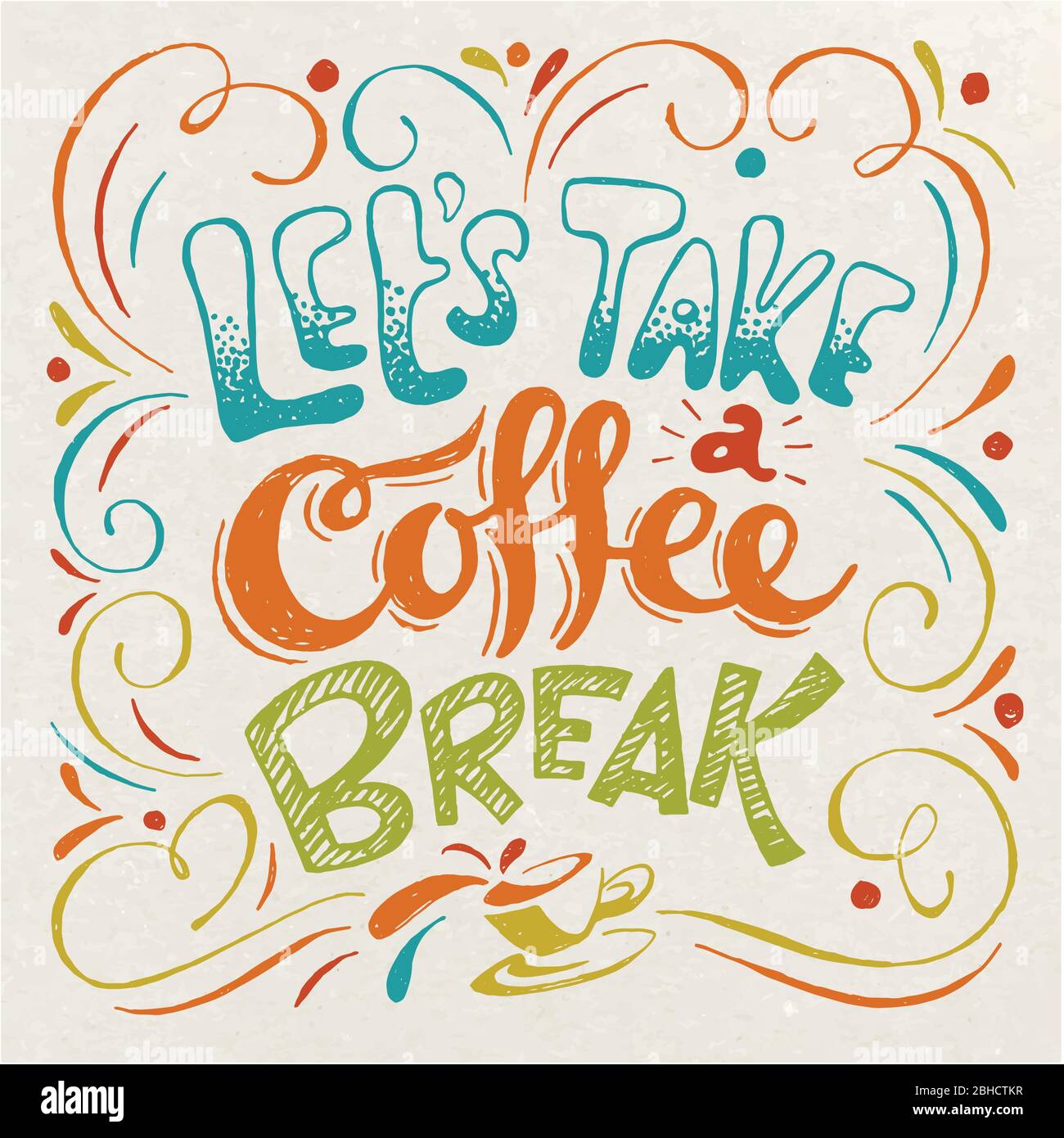 Vector coffee break lettering hand written design Stock Vector Image ...