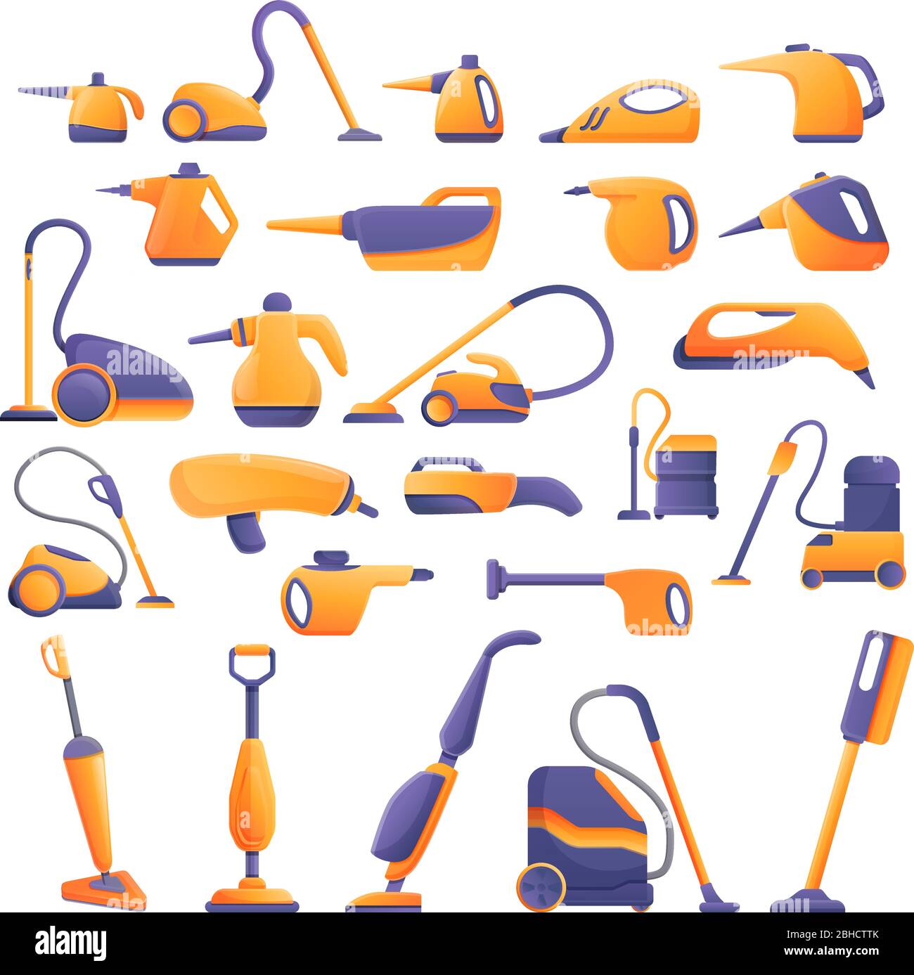 Steam cleaner icons set. Cartoon set of steam cleaner vector icons for ...